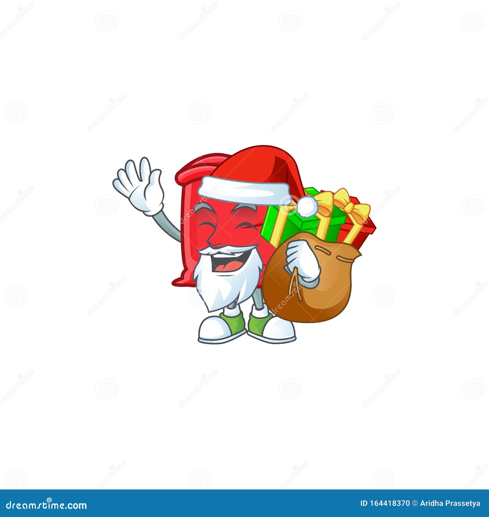 Cartoon Santa Bag Open with Character Santa Bring Gift Stock Vector ...