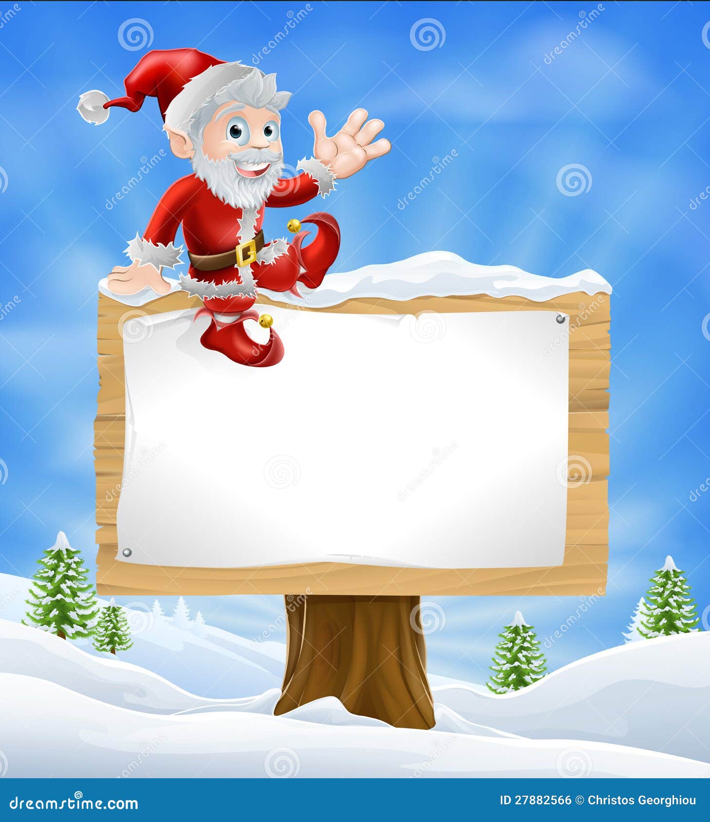 Cartoon Santa Christmas Sign Stock Vector - Illustration of holiday ...