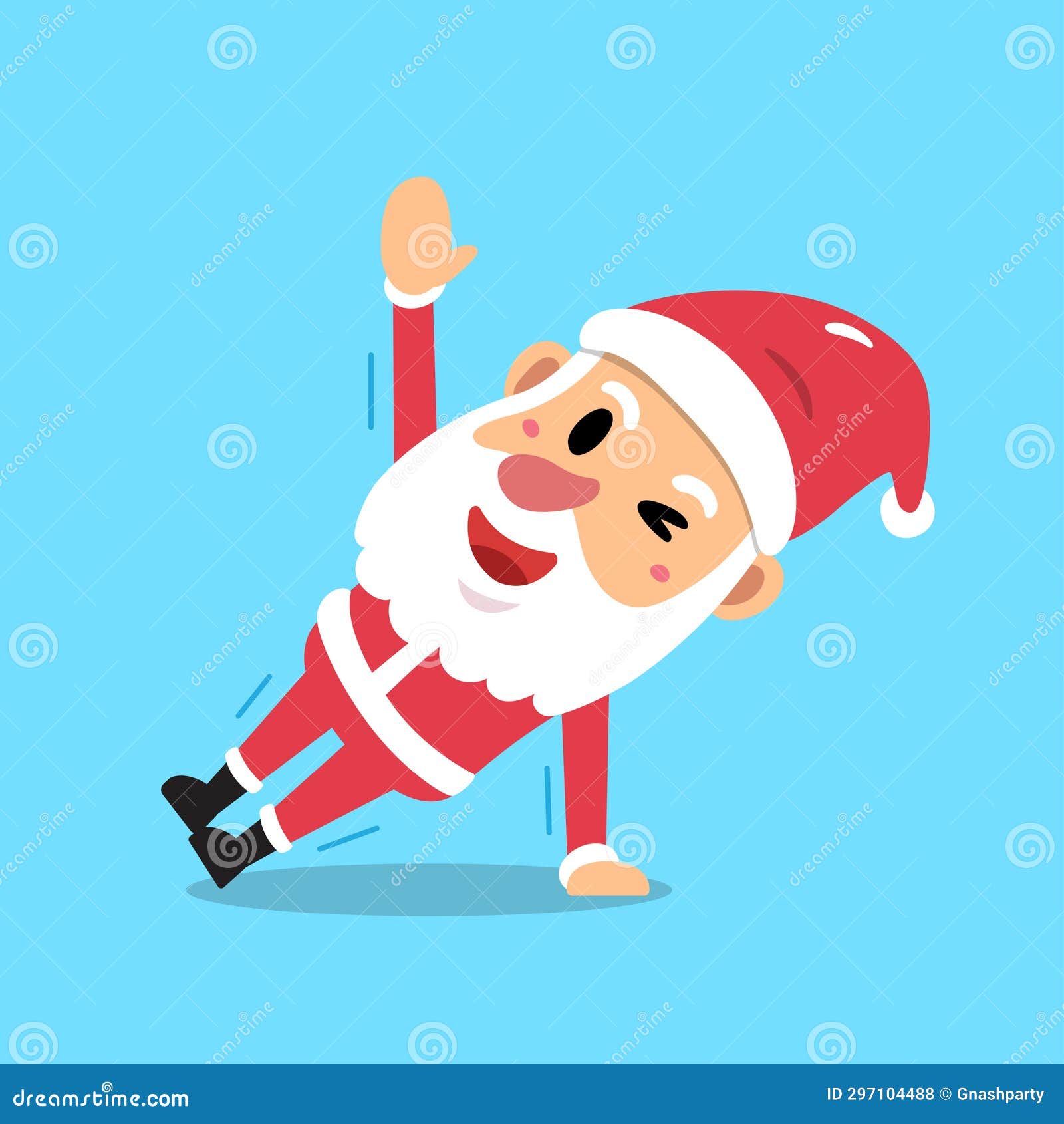 Cartoon Santa Claus Character Doing Side Plank Exercise Training Stock ...