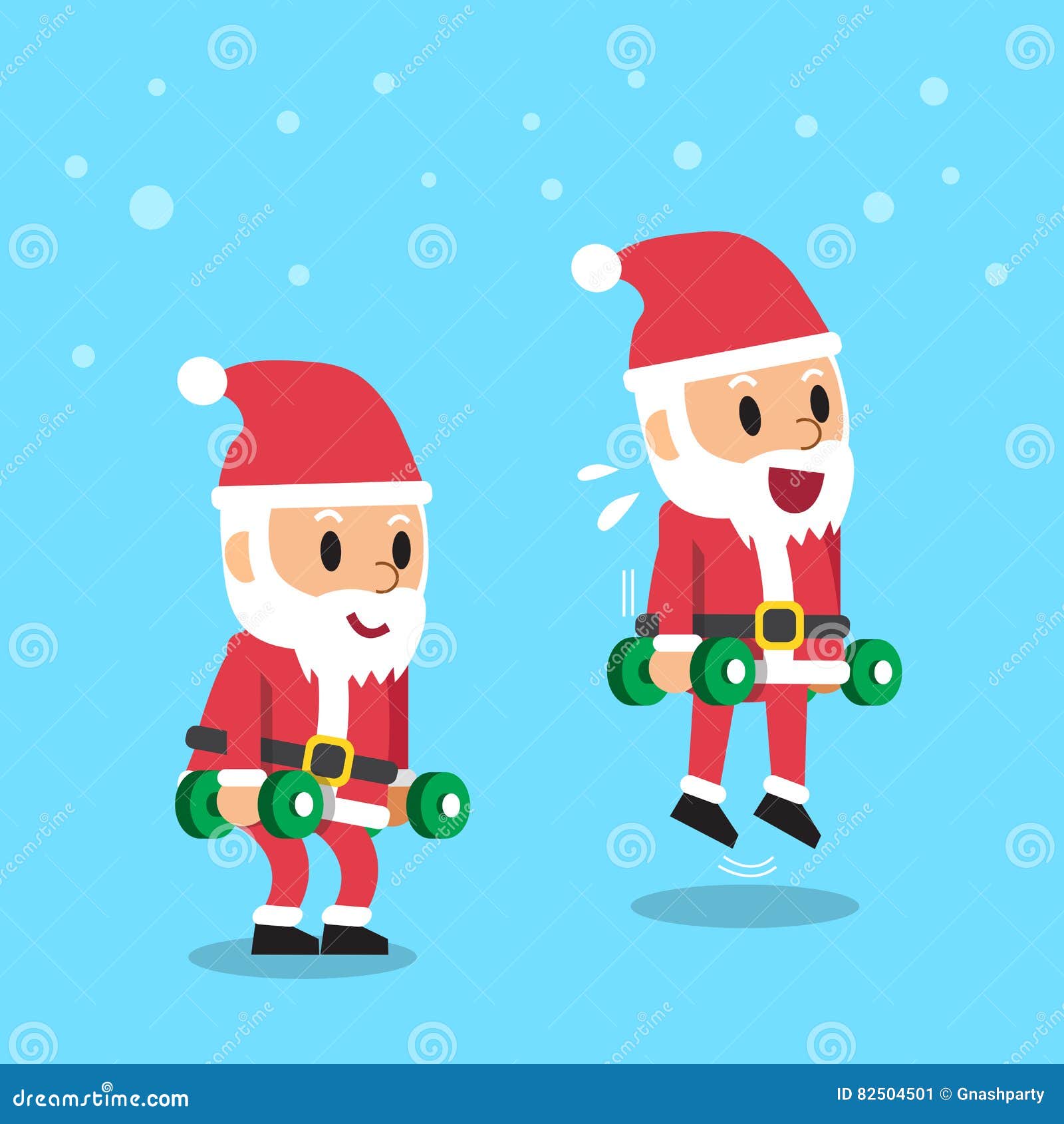 Cartoon Santa Claus Doing Dumbbell Calf Jump Exercise Step Training ...