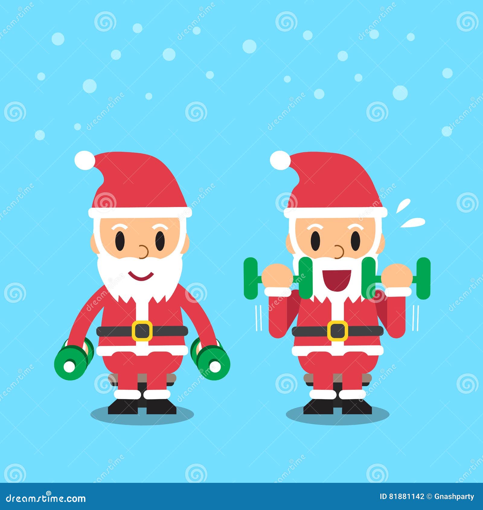 Cartoon Santa Claus Doing Dumbbell Curl Exercise Stock Vector ...