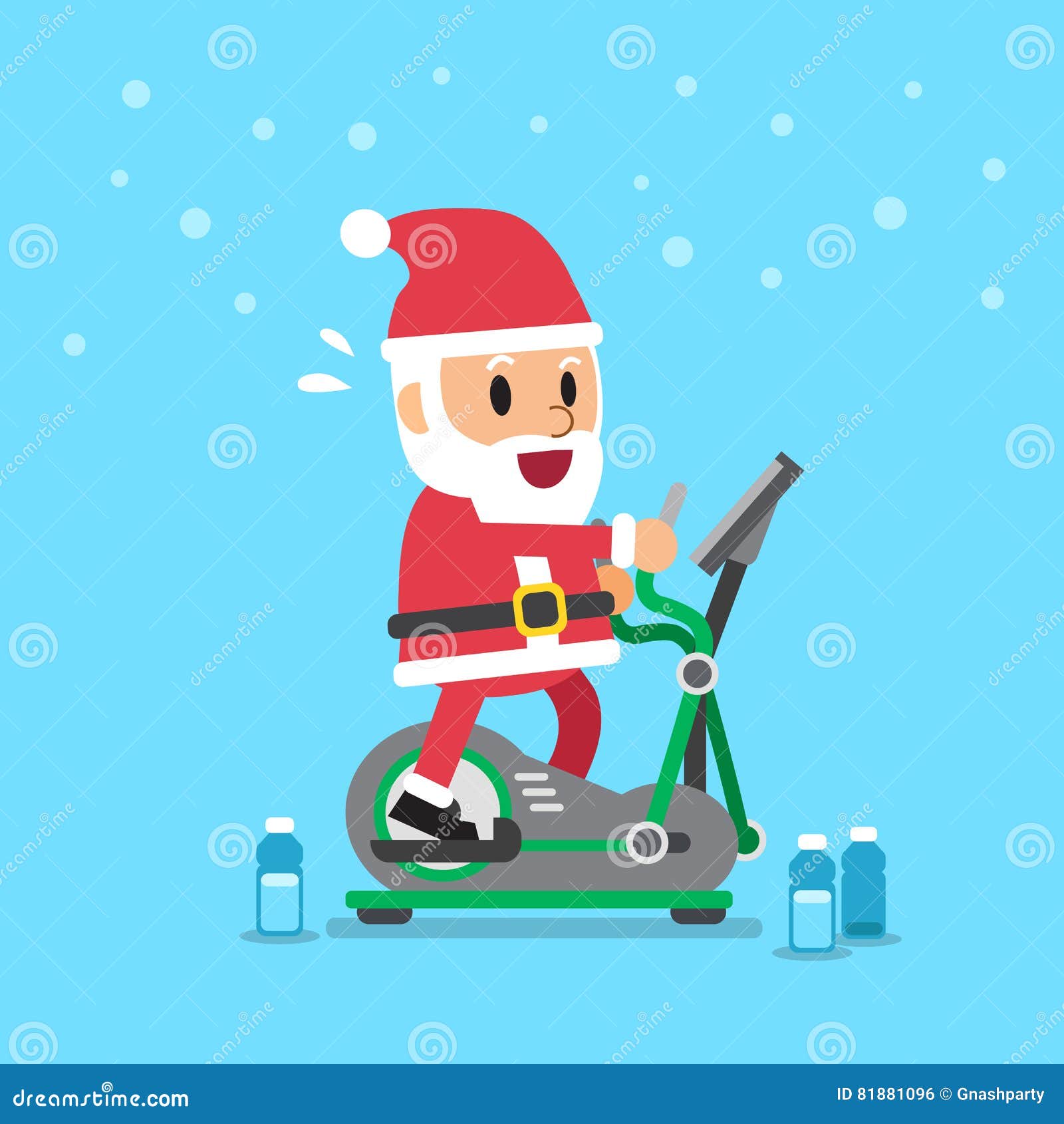 Cartoon Santa Claus Exercising on Elliptical Machine Stock Vector ...