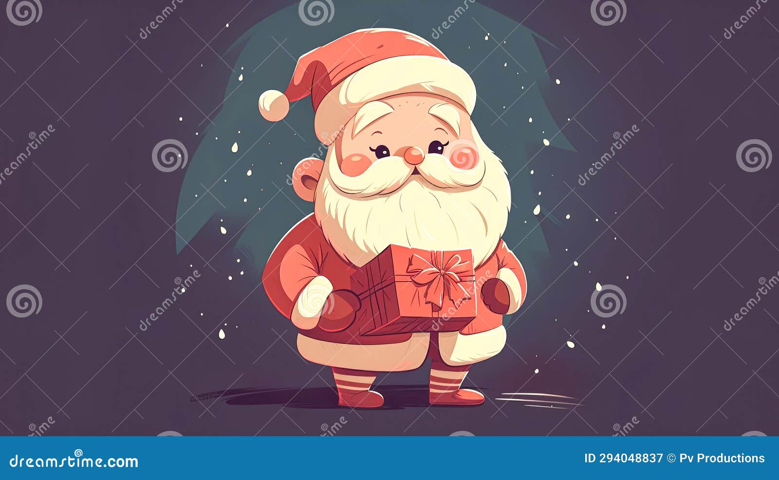 Cartoon Santa Claus with a Gift Box. Stock Image - Image of season ...