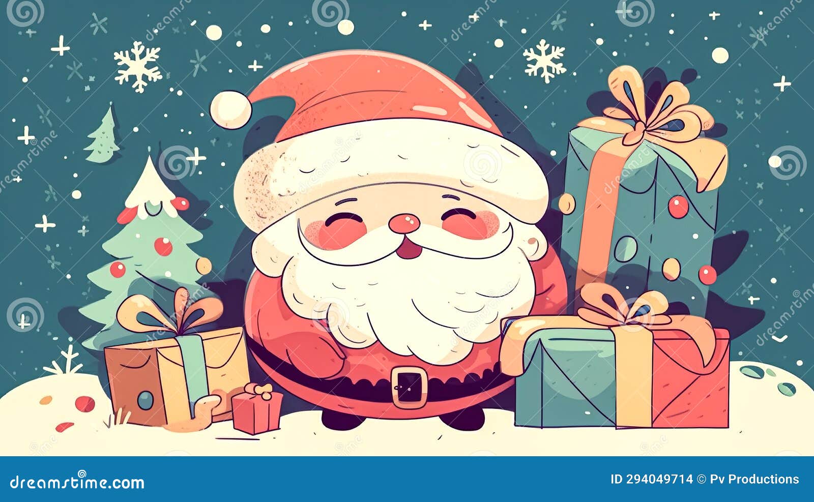Cartoon Santa Claus with a Gift Box. Stock Photo - Image of character ...