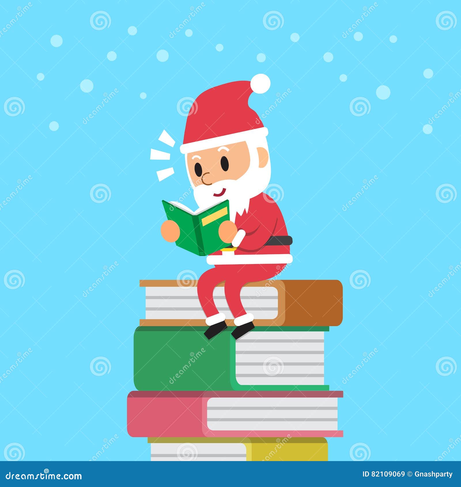 Cartoon Santa Claus Reading Book Stock Vector - Illustration of male ...
