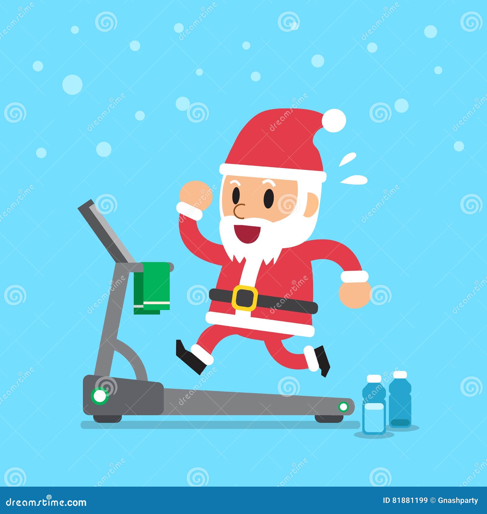 Cartoon Santa Claus Running on Treadmill Stock Vector - Illustration of ...