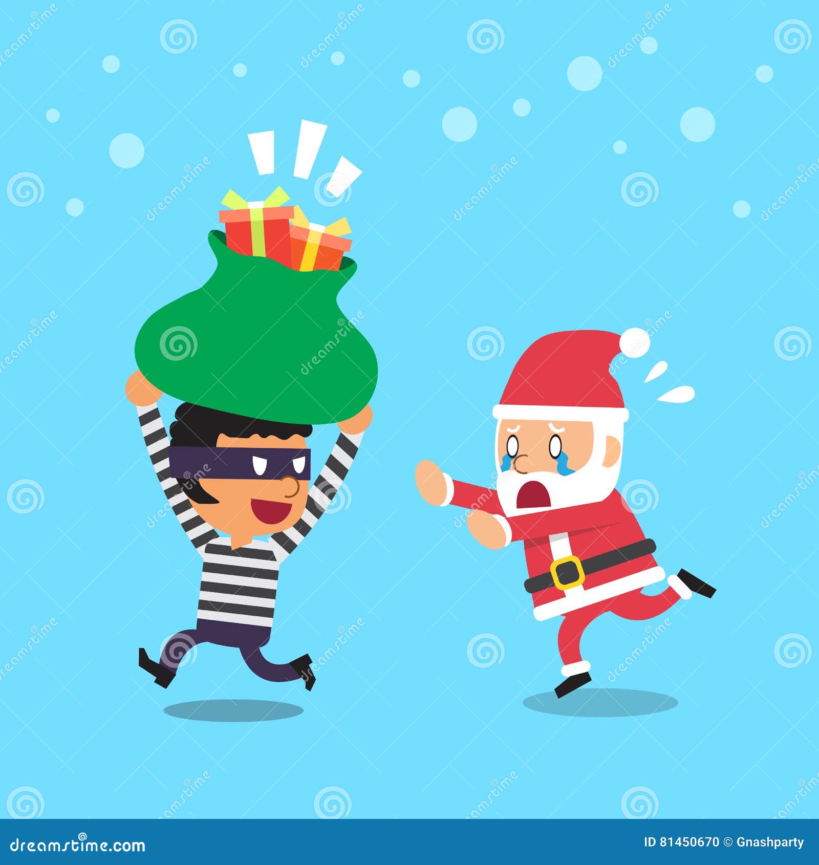 Cartoon a Santa Claus and Thief Stock Vector - Illustration of case ...