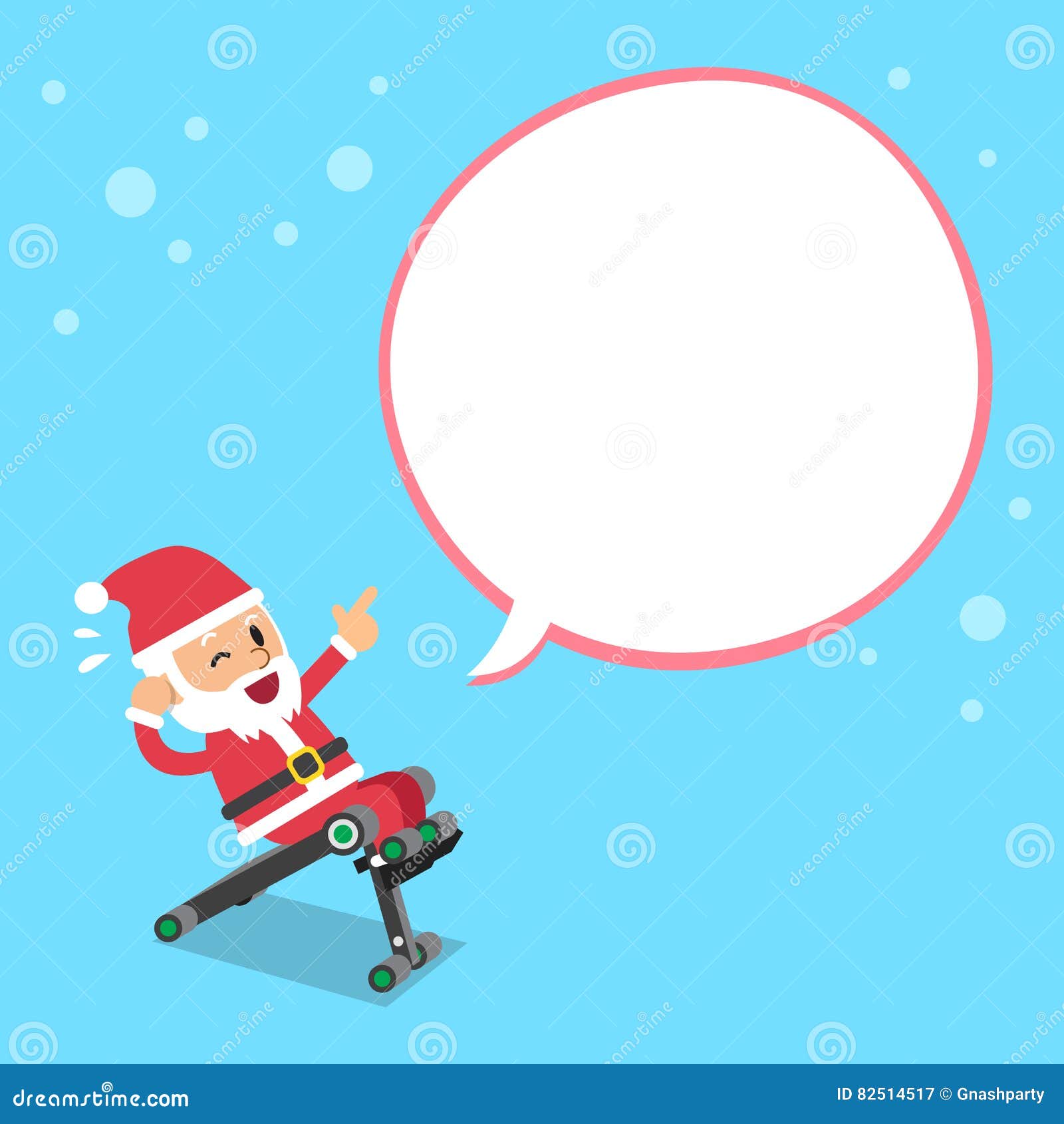 Cartoon Santa Claus Using Sit Up Bench with Speech Bubble Stock Vector ...