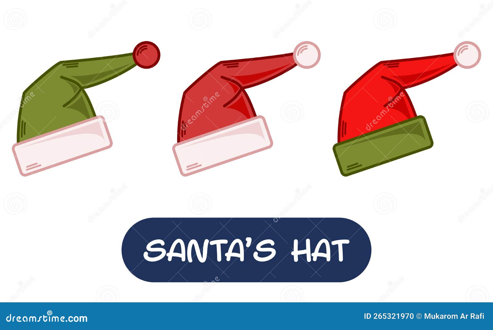 Cartoon Santa Hat Illustration. Set of Variation Colors. EPS 10 Vector ...