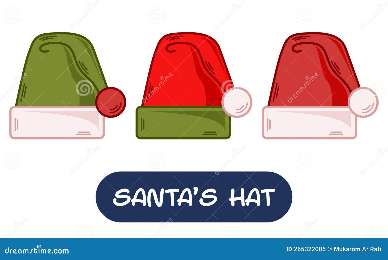 Cartoon Santa Hat Illustration. Set of Variation Colors. EPS 10 Vector ...