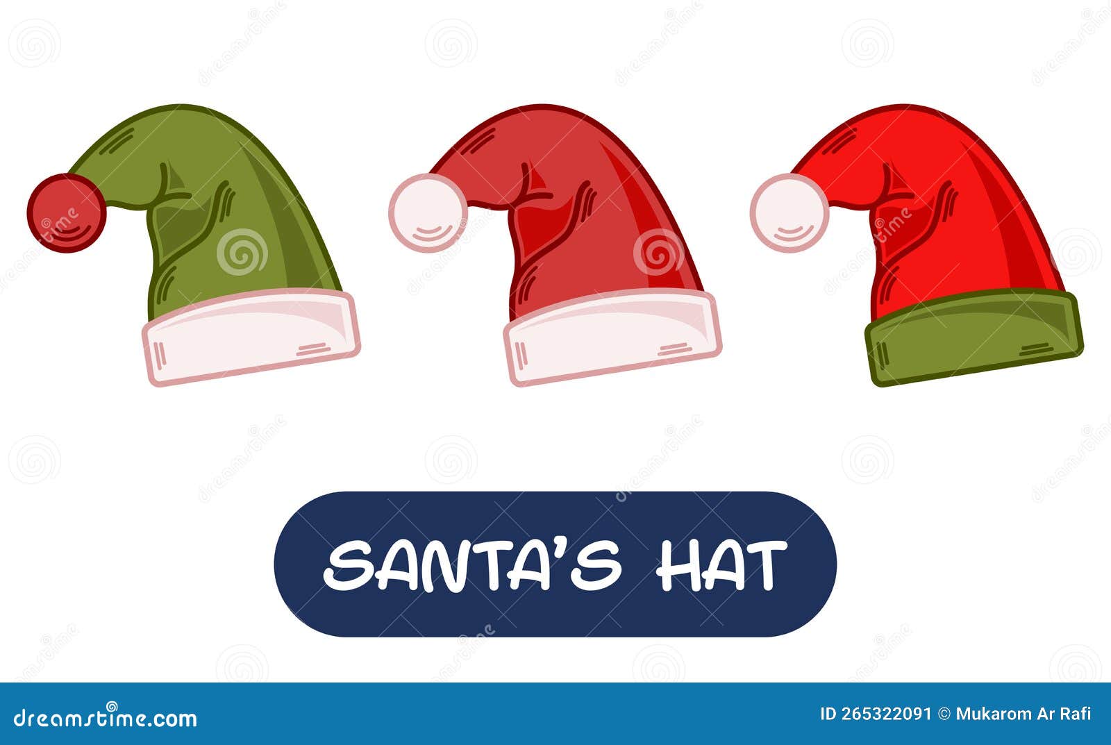 Cartoon Santa Hat Illustration. Set of Variation Colors. EPS 10 Vector ...