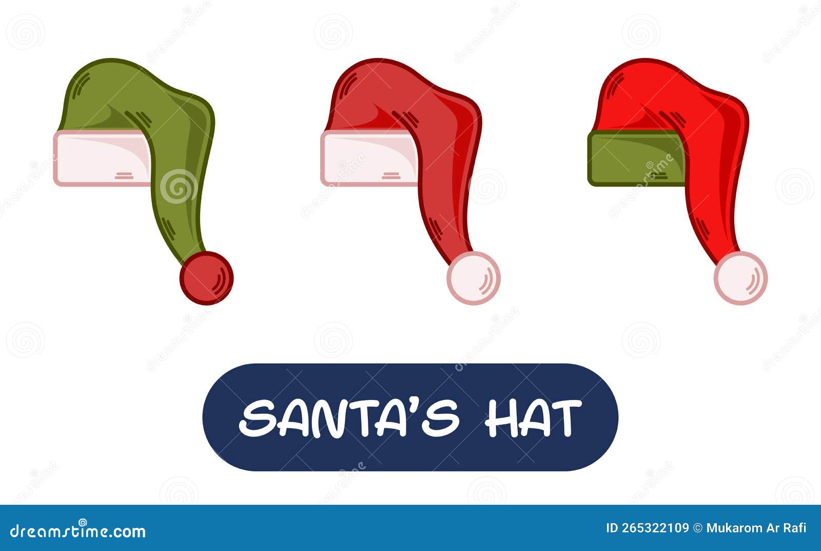 Cartoon Santa Hat Illustration. Set of Variation Colors. EPS 10 Vector ...