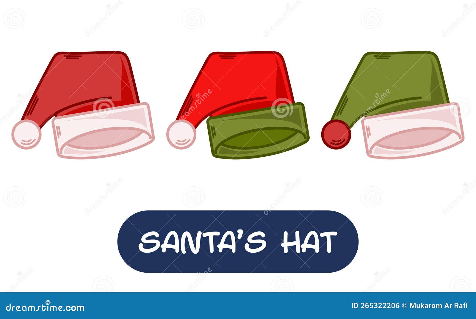 Cartoon Santa Hat Illustration. Set of Variation Colors. EPS 10 Vector ...