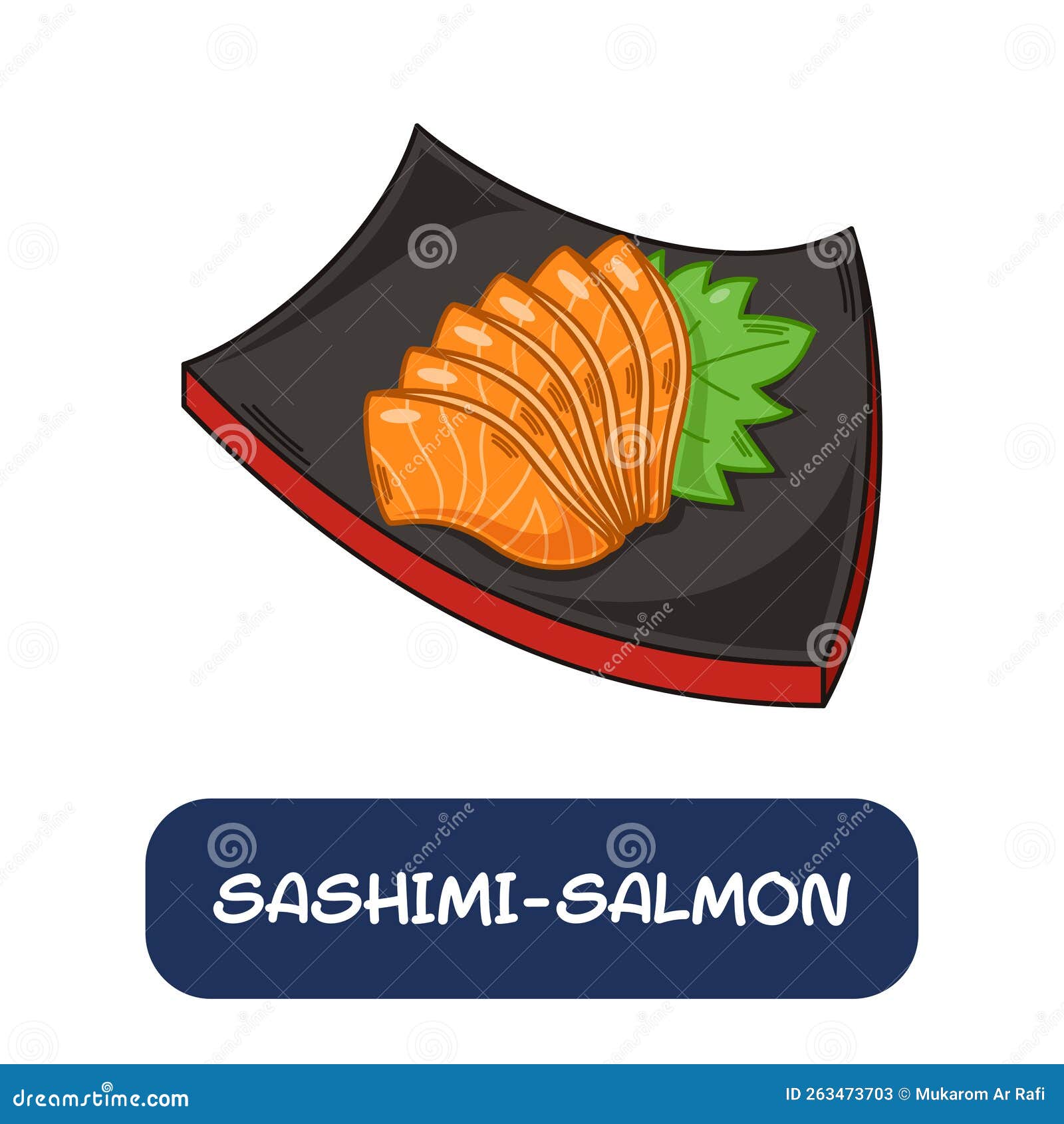 Cartoon Sashimi-salmon, Japanese Food Vector Isolated On White ...
