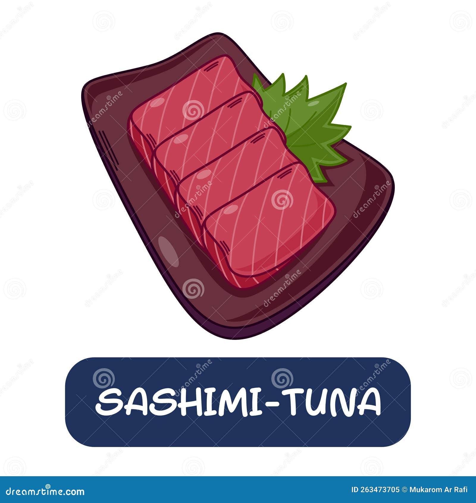 Cartoon Sashimi-tuna, Japanese Food Vector Isolated On White Background ...