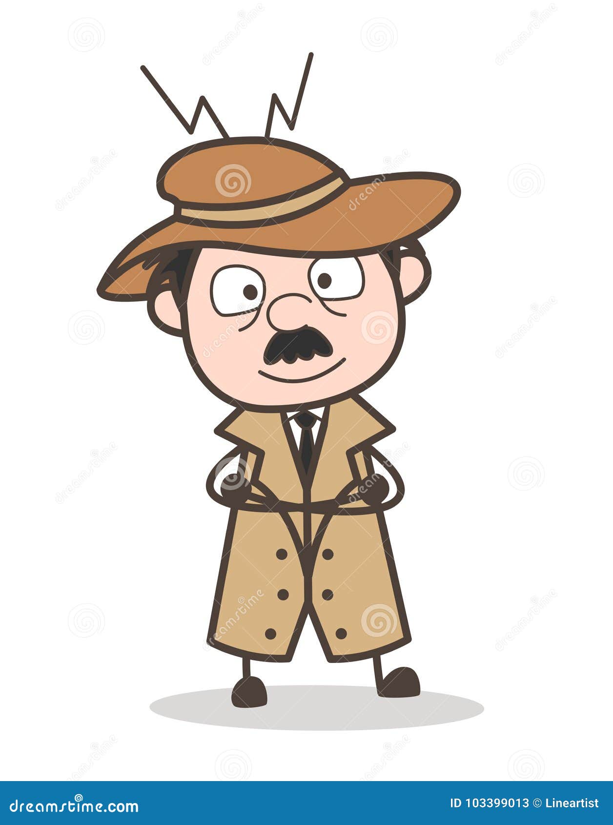 Cartoon Satisfied Detective Face Expression Vector Illustration Stock ...