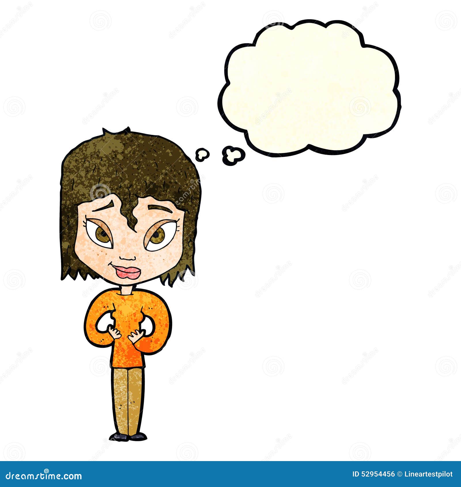 Cartoon Satisfied Woman with Thought Bubble Stock Illustration ...