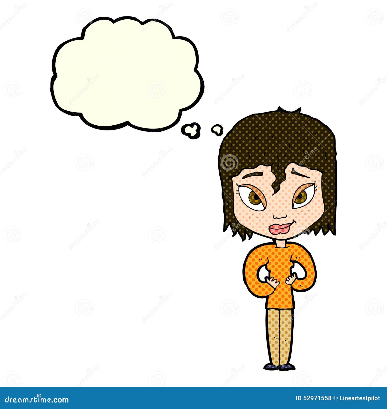 Cartoon Satisfied Woman with Thought Bubble Stock Illustration ...