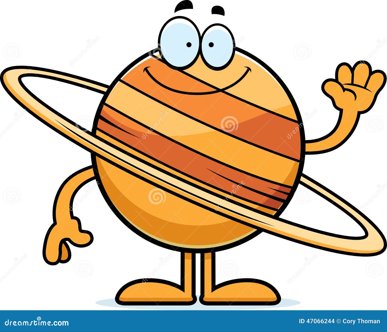 Cartoon Saturn Waving stock vector. Illustration of graphic - 47066244
