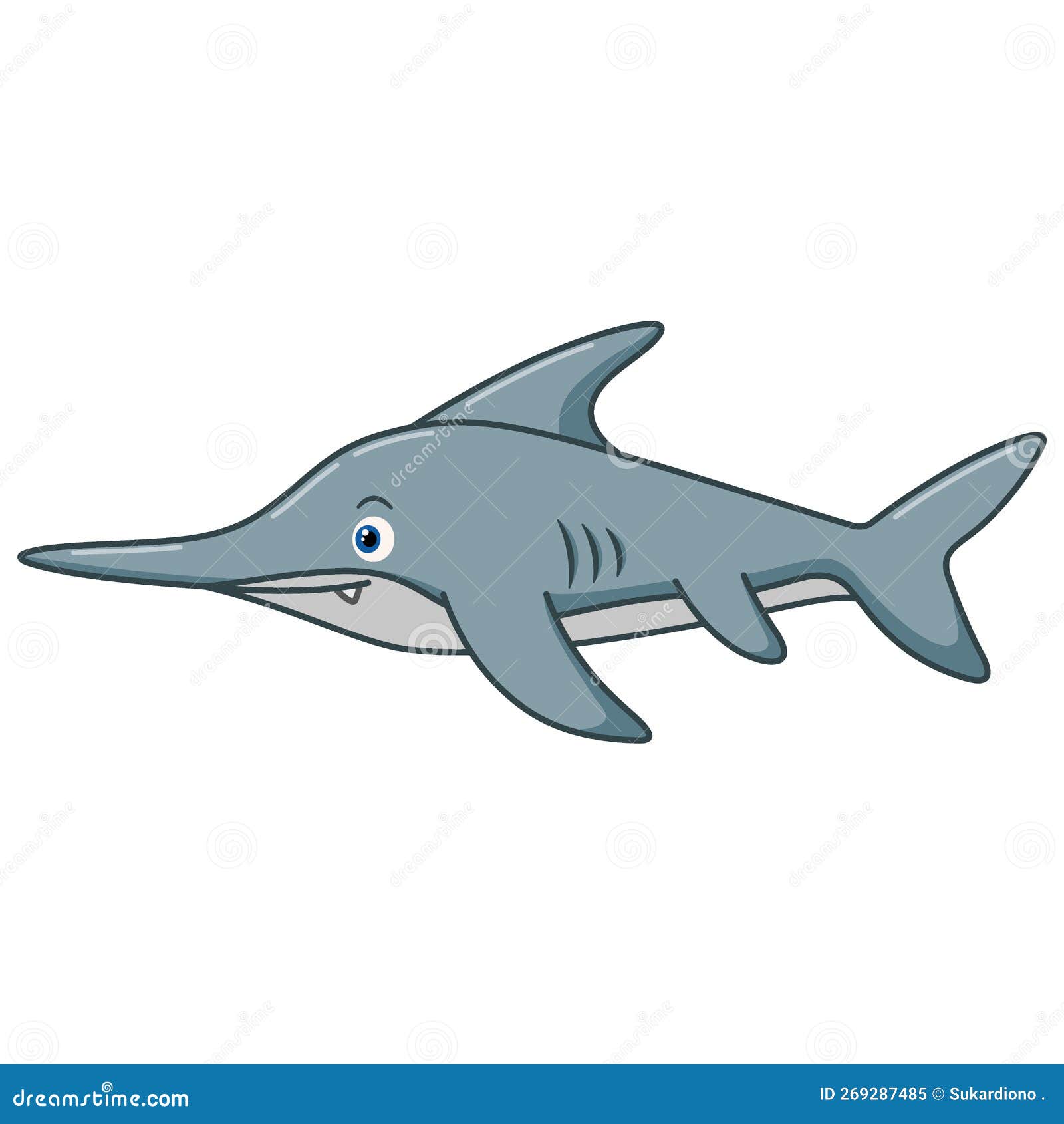 Cartoon Saw Fish on White Background Stock Vector - Illustration of ...