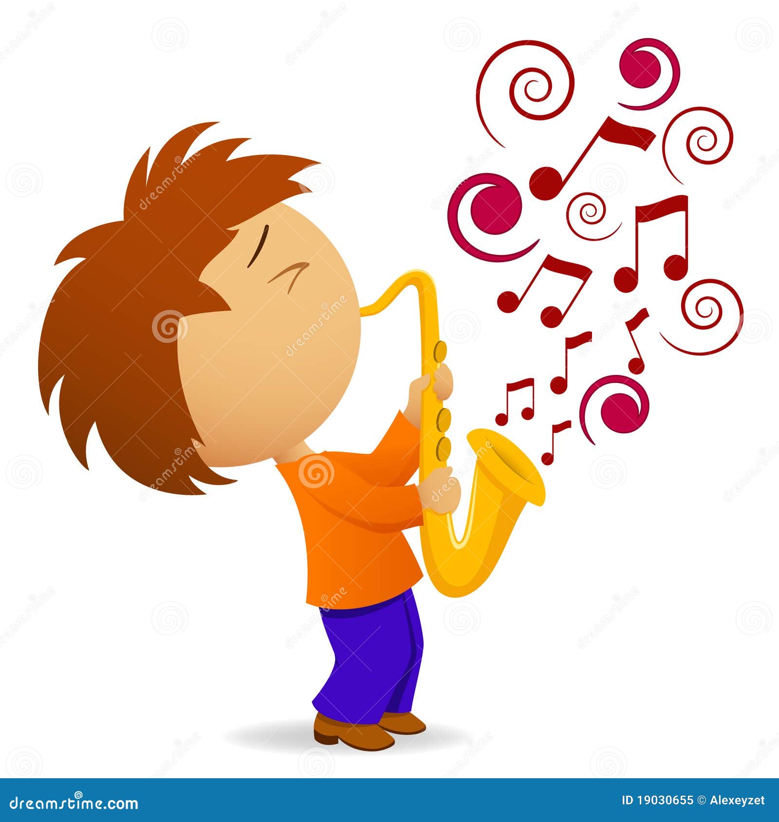 Cartoon Saxophonist with Abstract Music Note Stock Vector ...