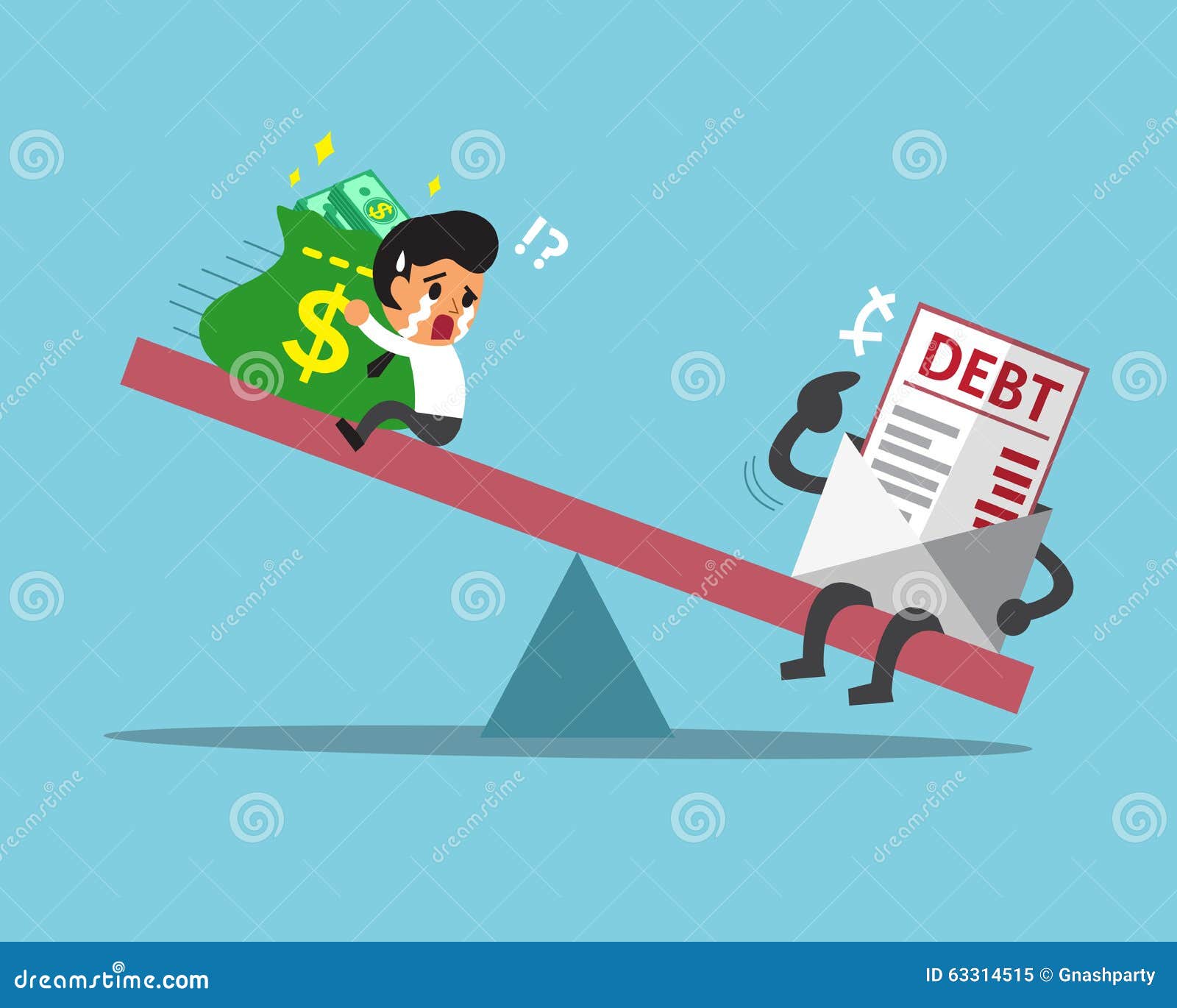Cartoon Scale Between Businessman And Debt | CartoonDealer.com #63314515
