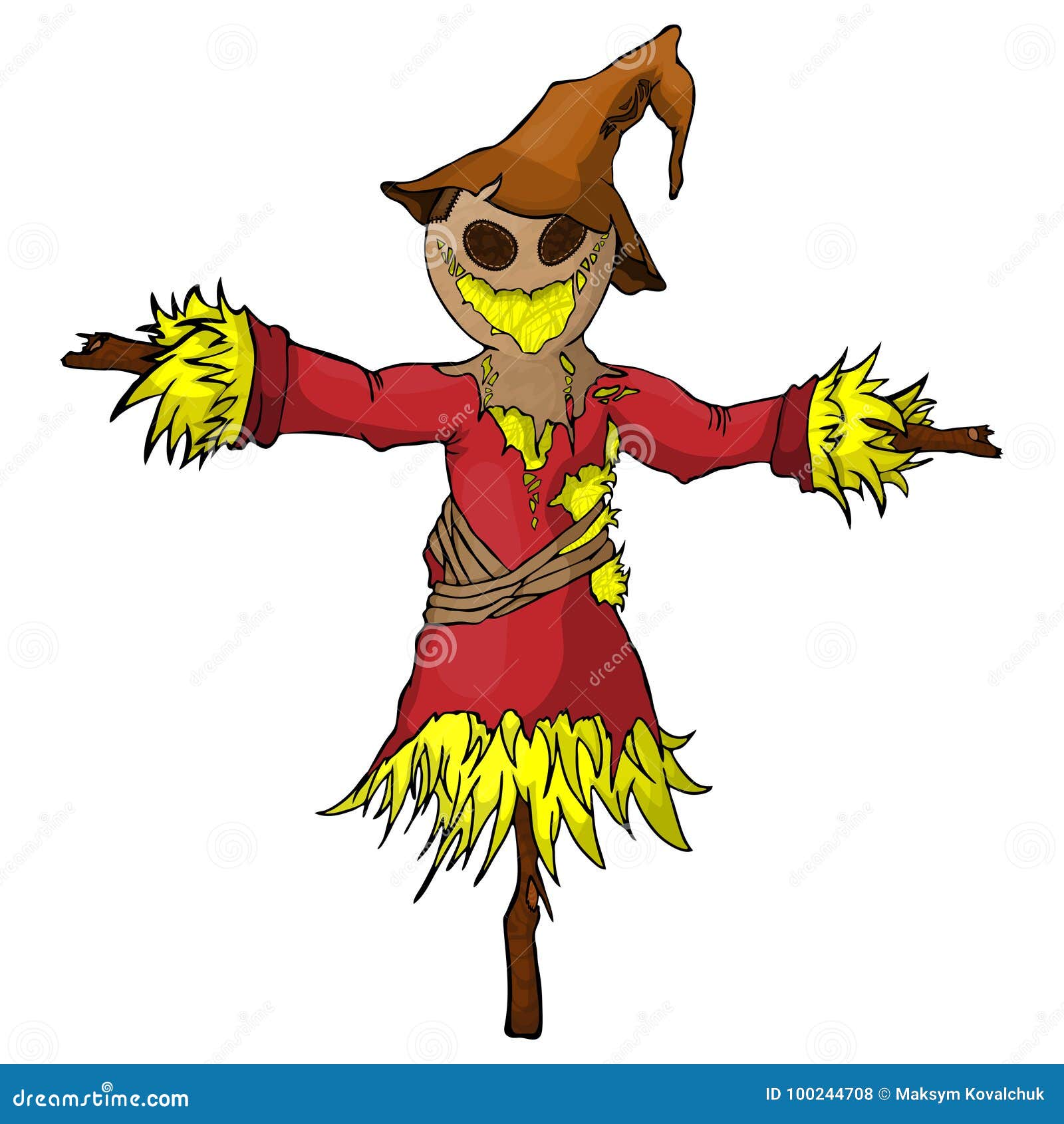 Cartoon Scarecrow Character Stock Vector - Illustration of friendly ...