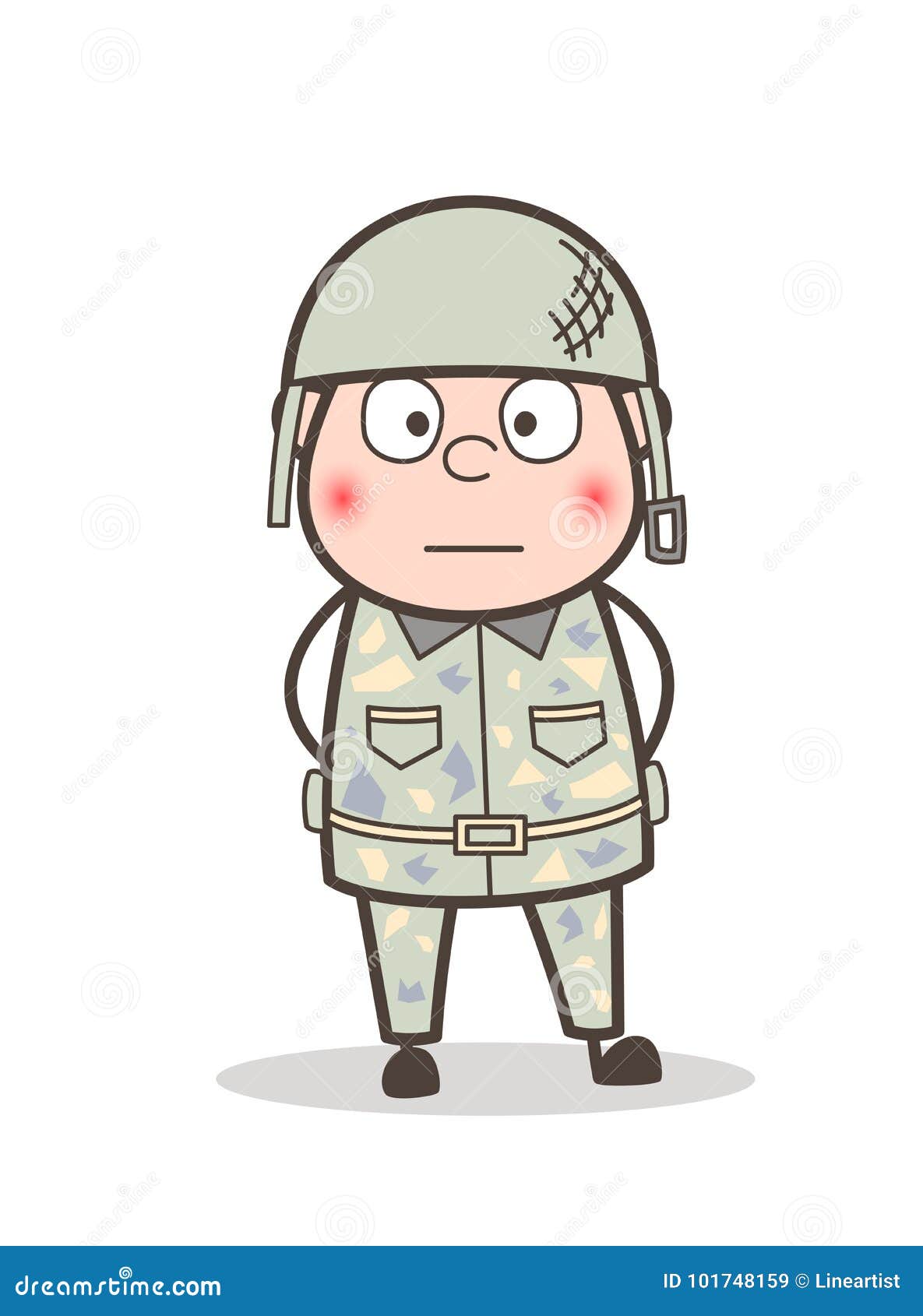 Cartoon Scared Army Man Face Expression Vector Illustration Stock ...