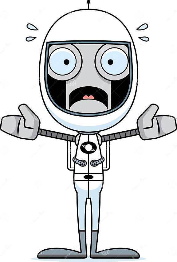 Cartoon Scared Astronaut Robot Stock Vector - Illustration of cosmonaut ...