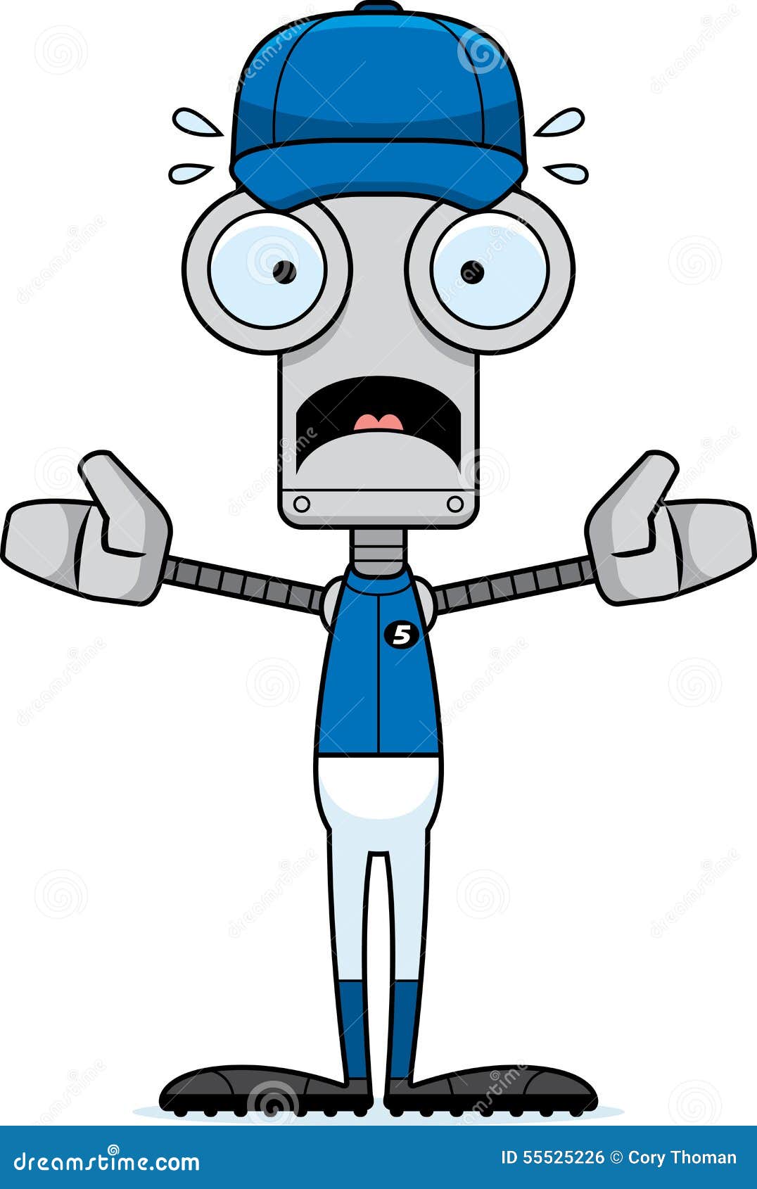 Cartoon Scared Baseball Player Robot Stock Vector - Illustration of ...