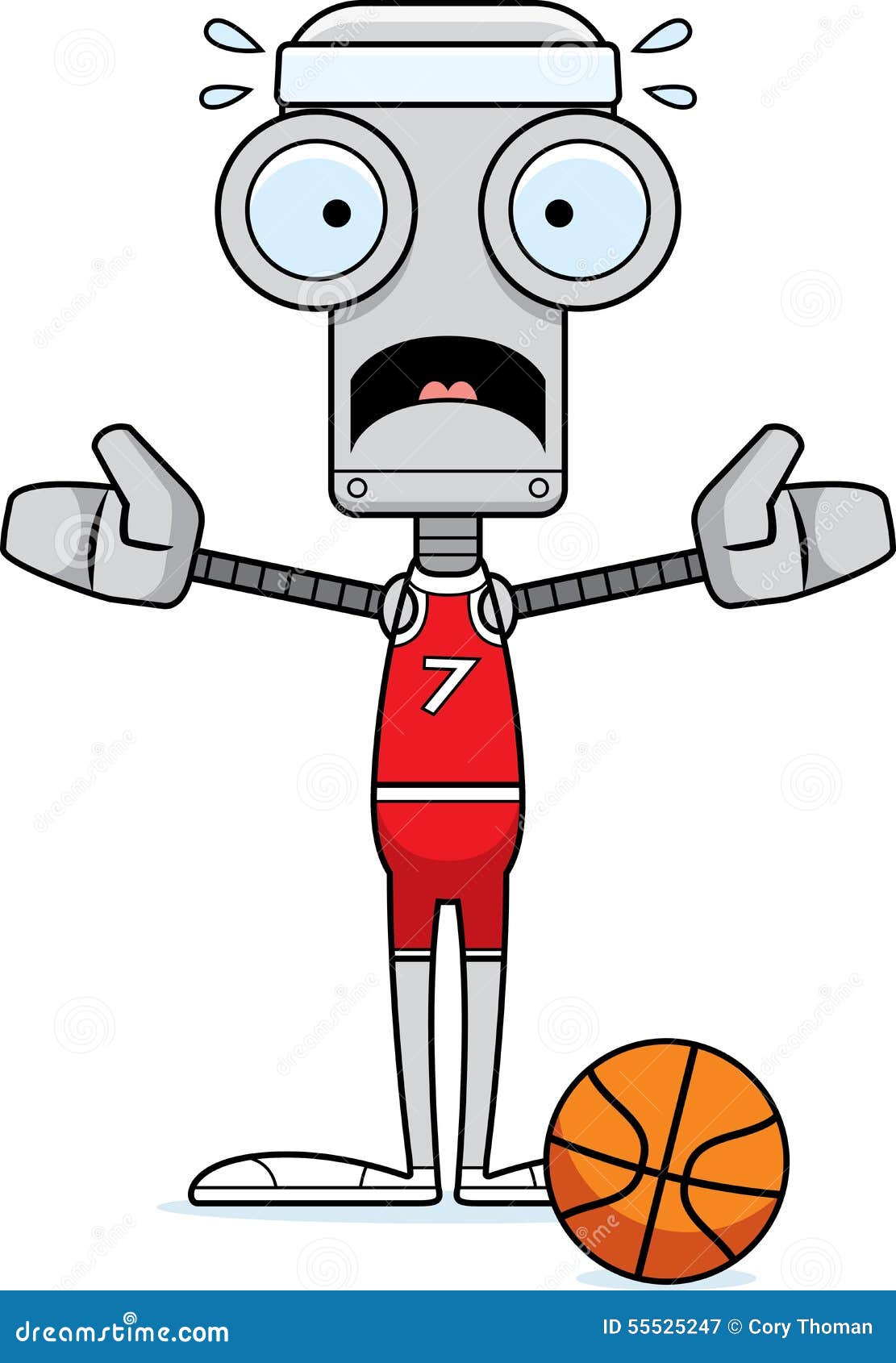 Cartoon Scared Basketball Player Robot Stock Vector - Illustration of ...