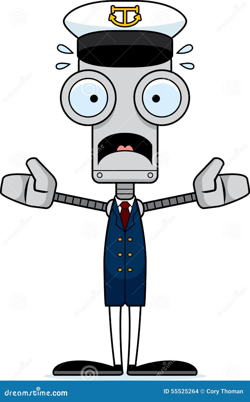 Cartoon Scared Boat Captain Robot Stock Vector - Illustration of robot ...