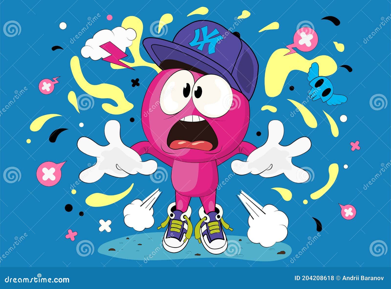 Cartoon Scared Boy. Illustration of a Little Boy in a Cap Stock ...