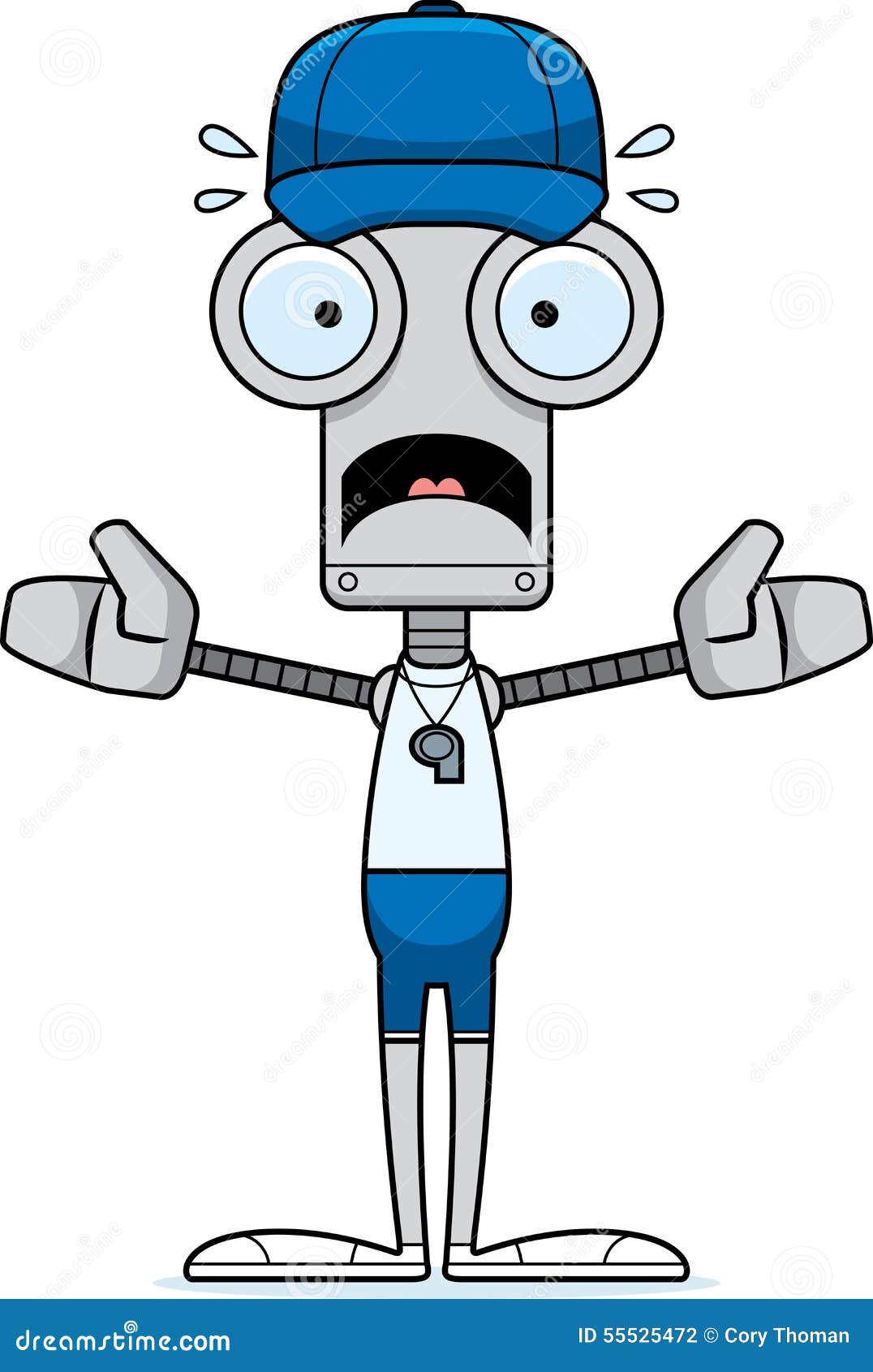 Cartoon Scared Coach Robot stock vector. Illustration of panic - 55525472