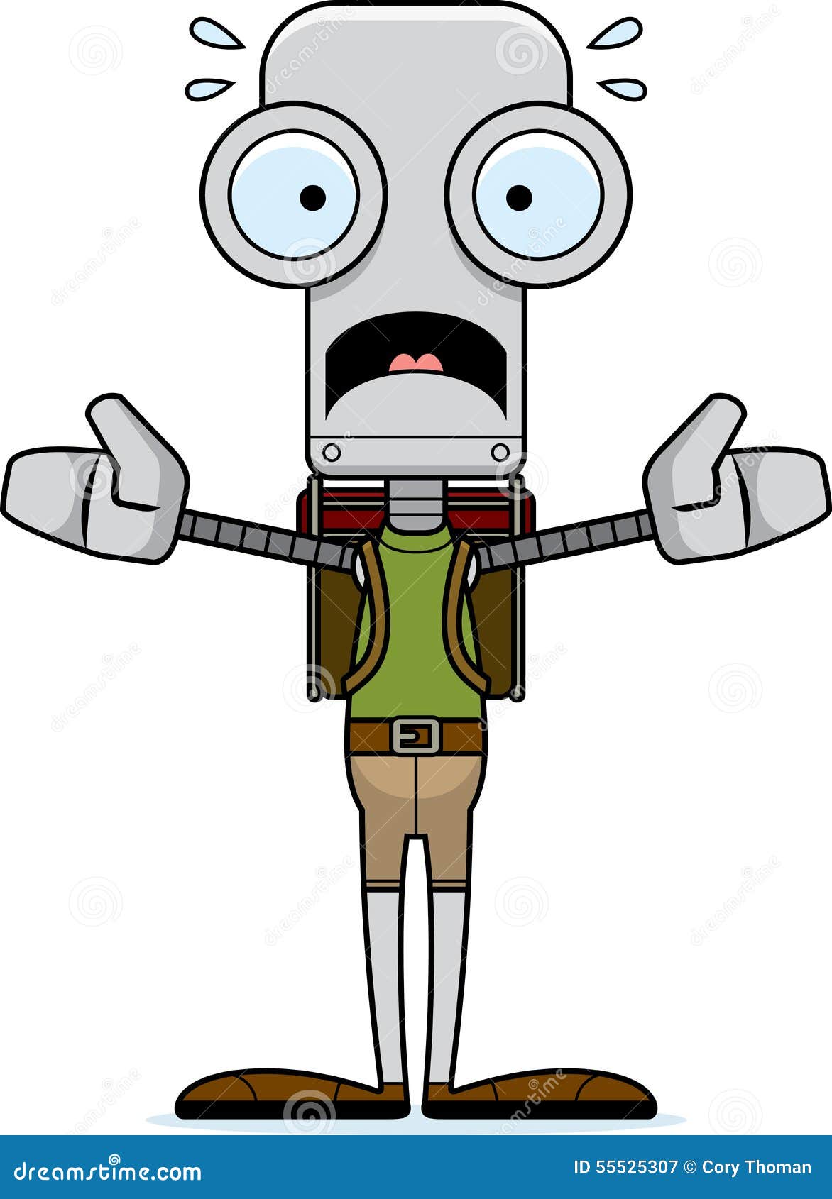 Cartoon Scared Hiker Robot stock vector. Illustration of screaming ...