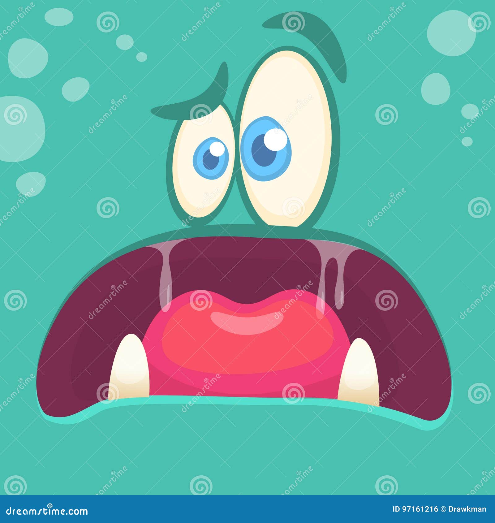 Cartoon Scared Monster Face Avatar. Vector Illustration. Stock Vector ...