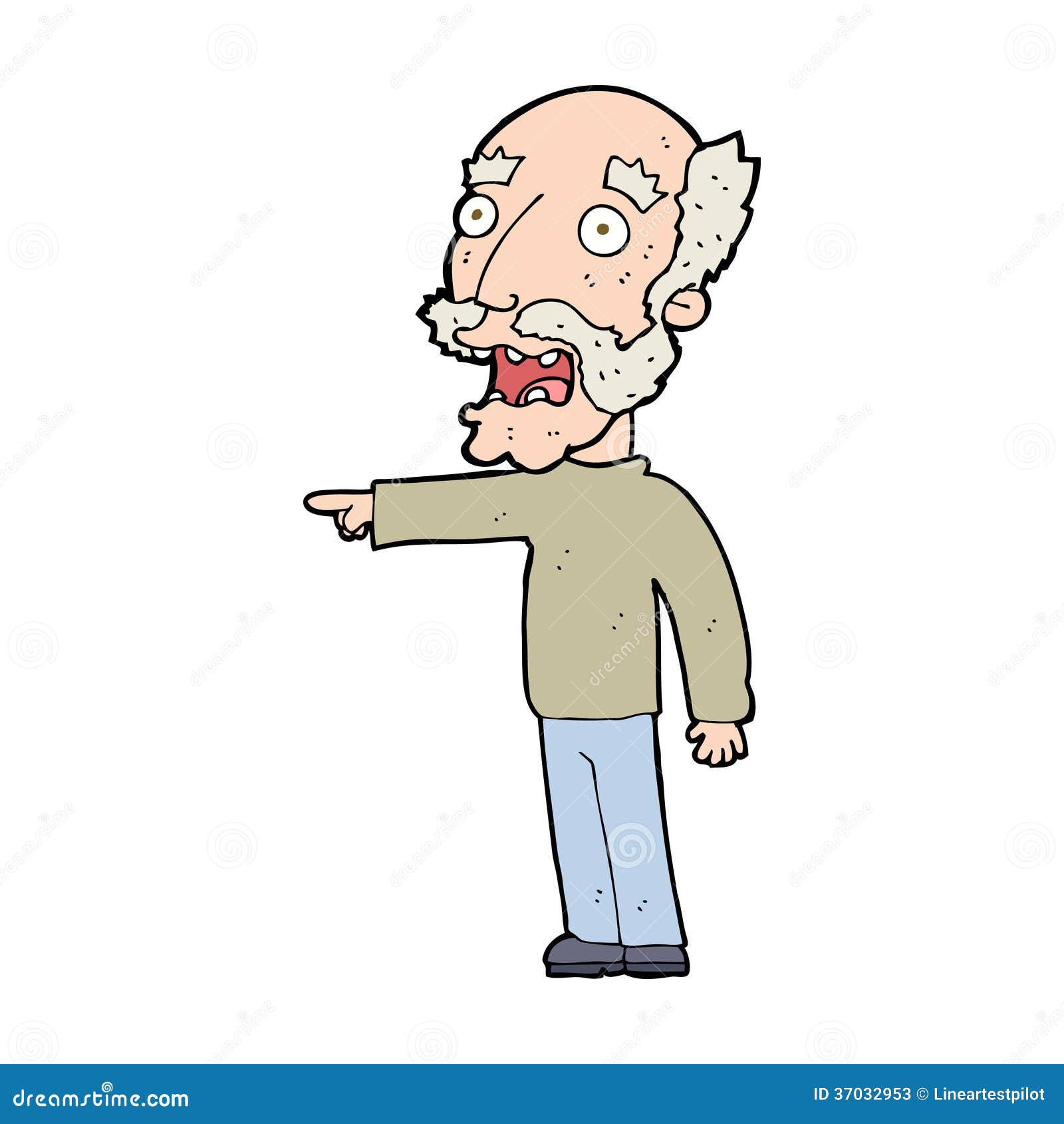 Cartoon Scared Old Man Pointing Stock Vector - Illustration of ...