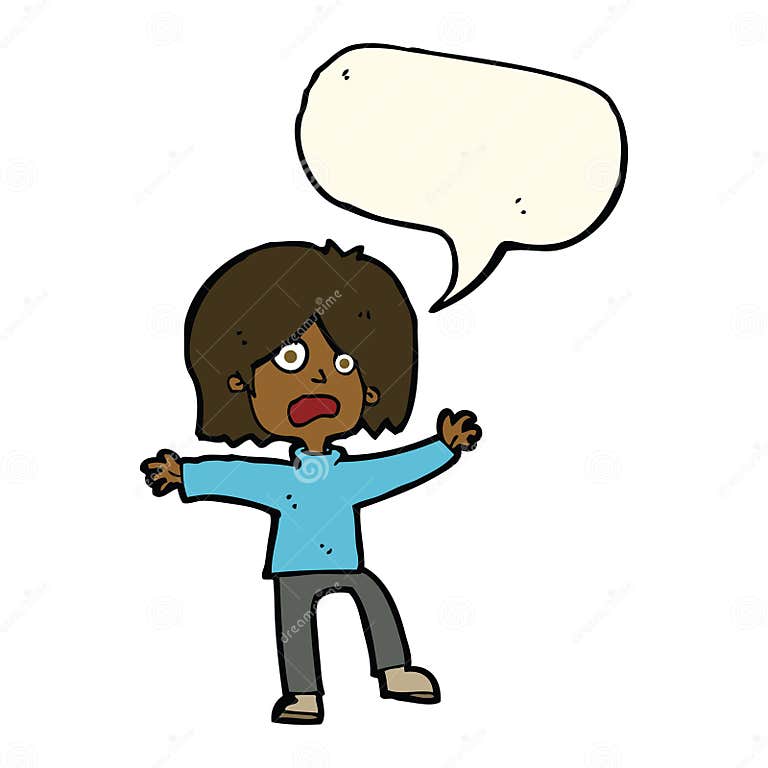 Cartoon Scared Person with Speech Bubble Stock Illustration ...