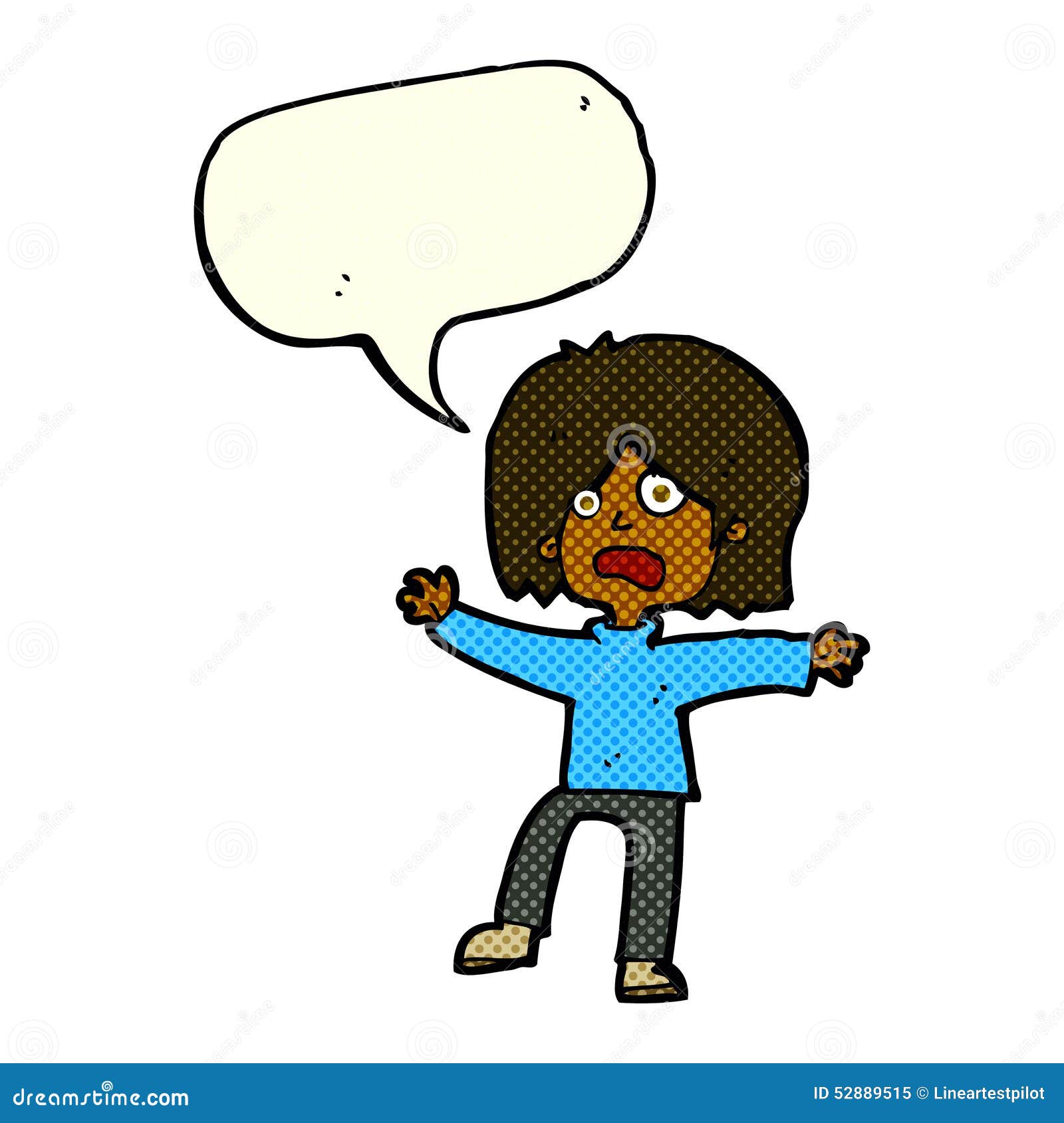 Cartoon Scared Person with Speech Bubble Stock Illustration ...
