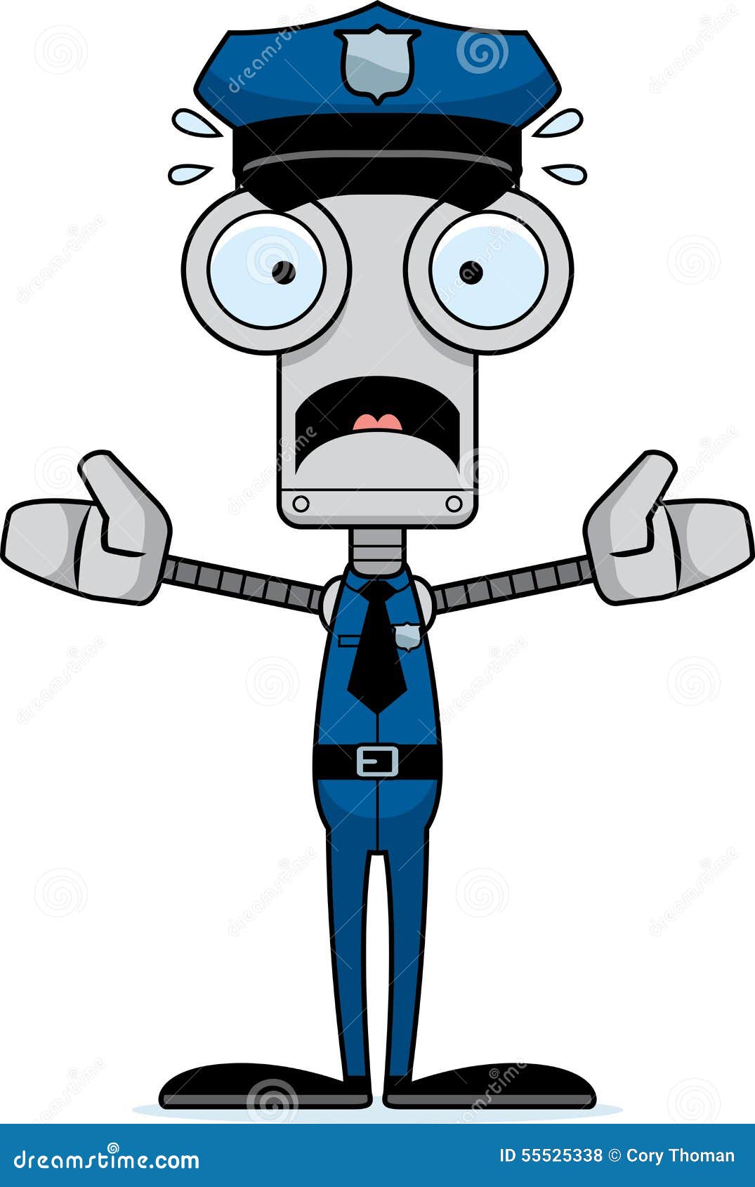 Cartoon Scared Police Officer Robot Stock Vector - Illustration of ...