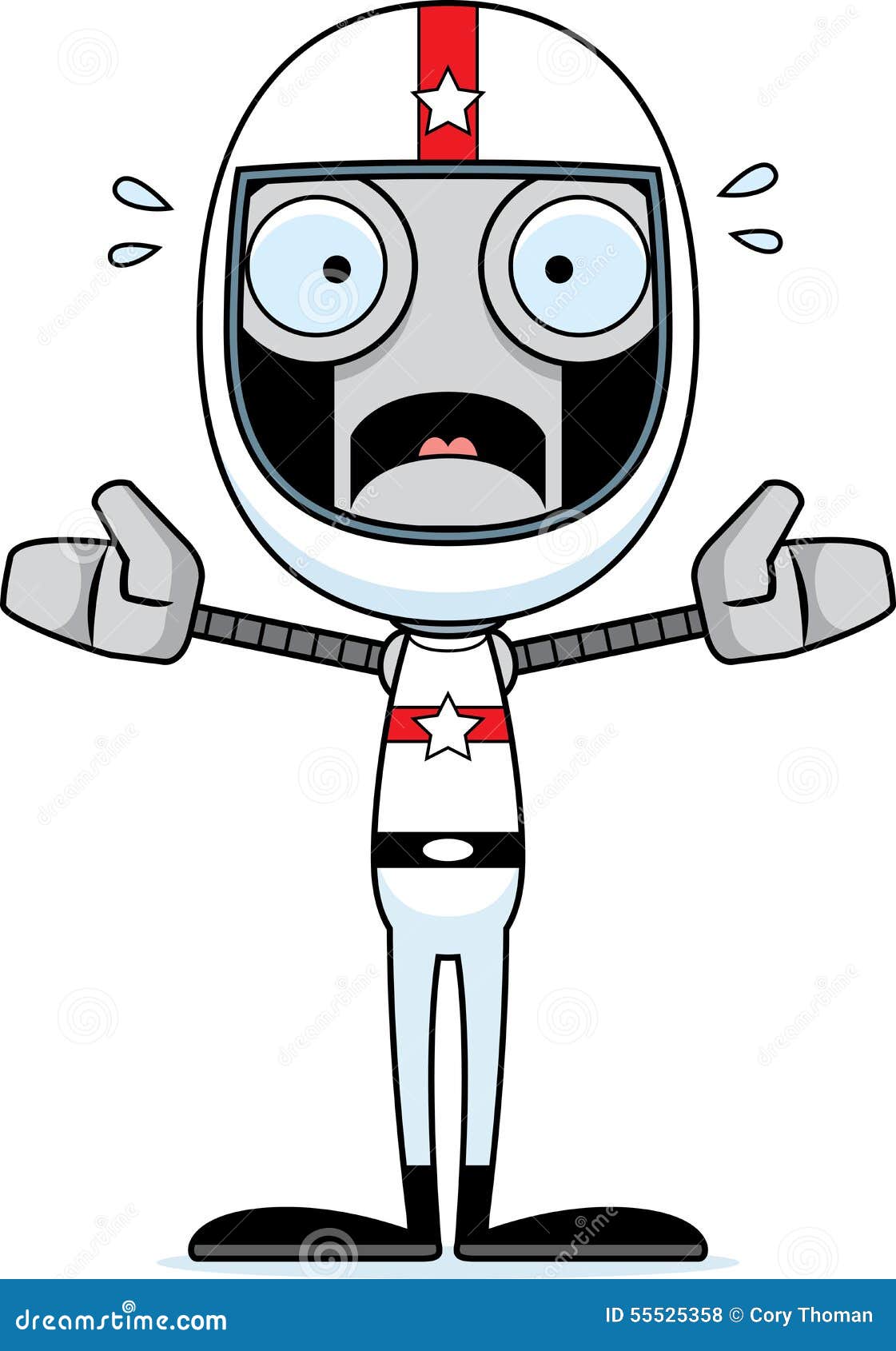 Cartoon Scared Race Car Driver Robot Stock Vector - Illustration of ...