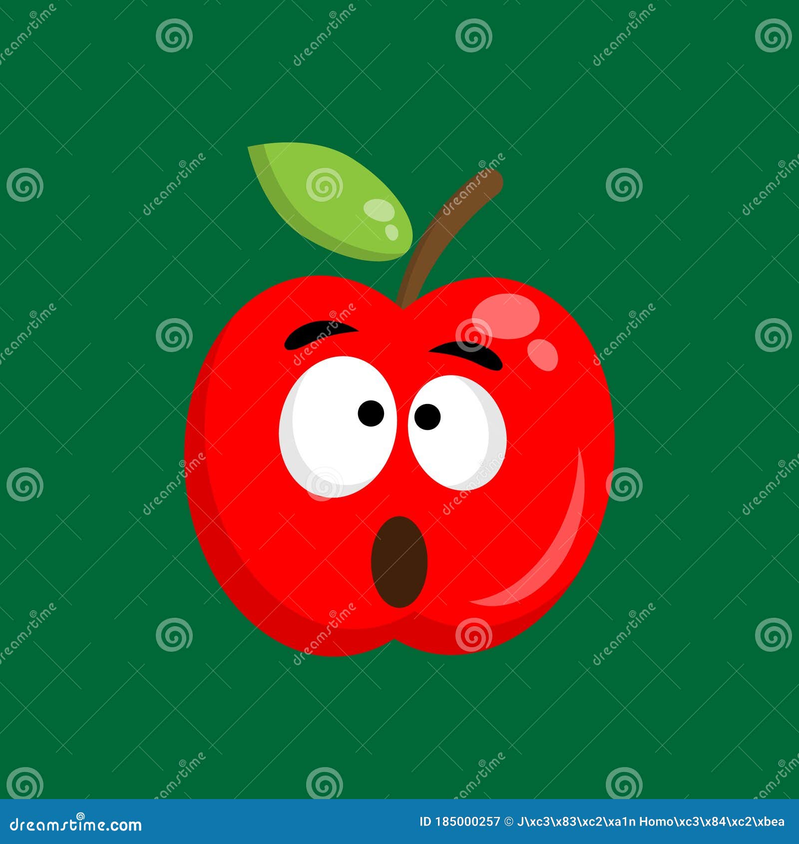 Cartoon Scared Red Apple Character Stock Vector - Illustration of fear ...