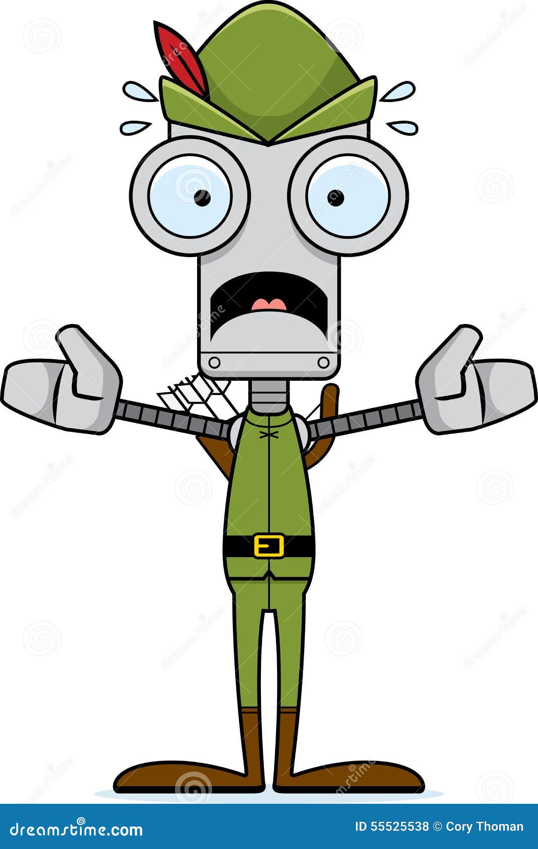Cartoon Scared Robin Hood Robot Stock Vector - Illustration of ...