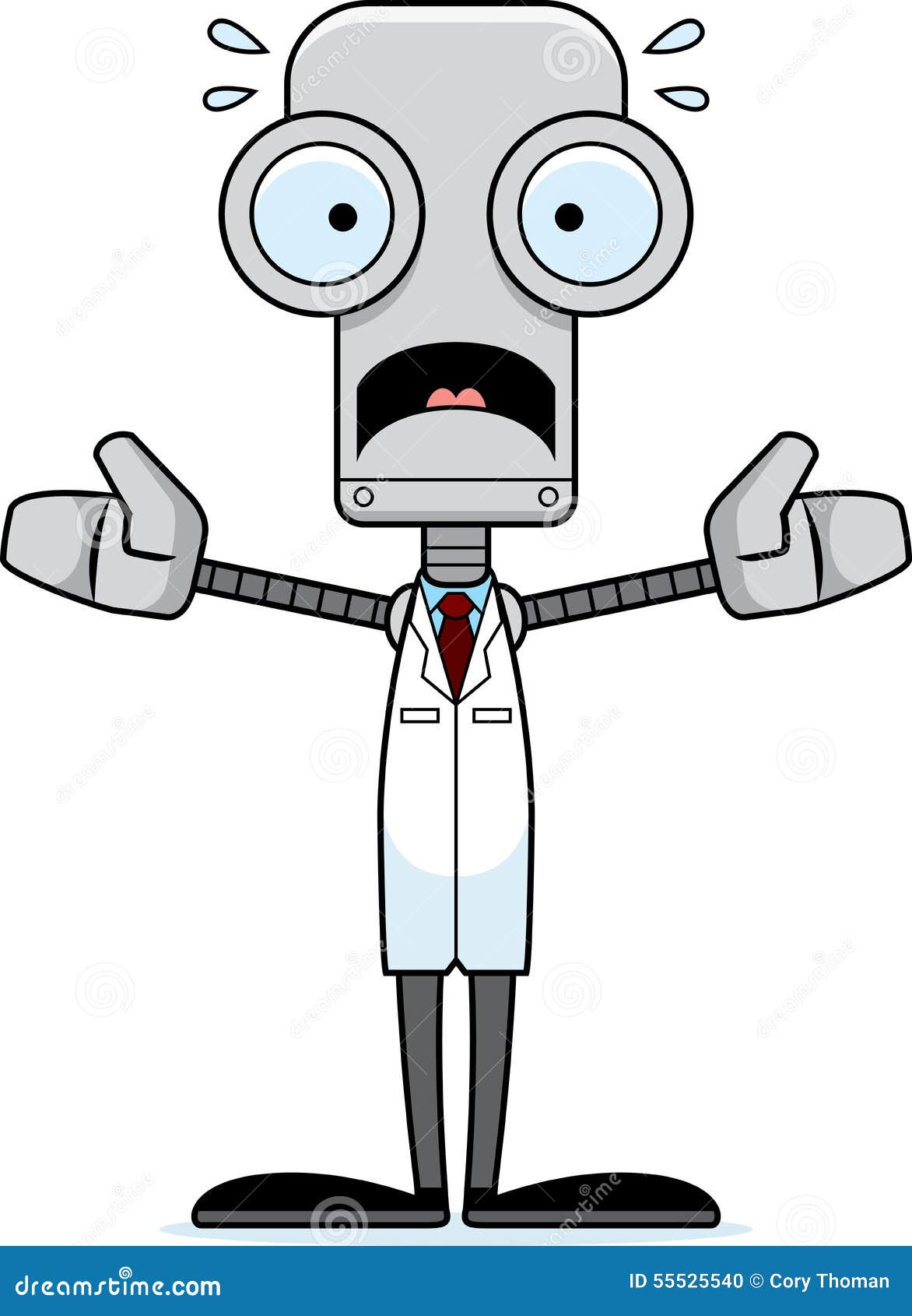 Cartoon Scared Scientist Robot Stock Vector - Illustration of ...