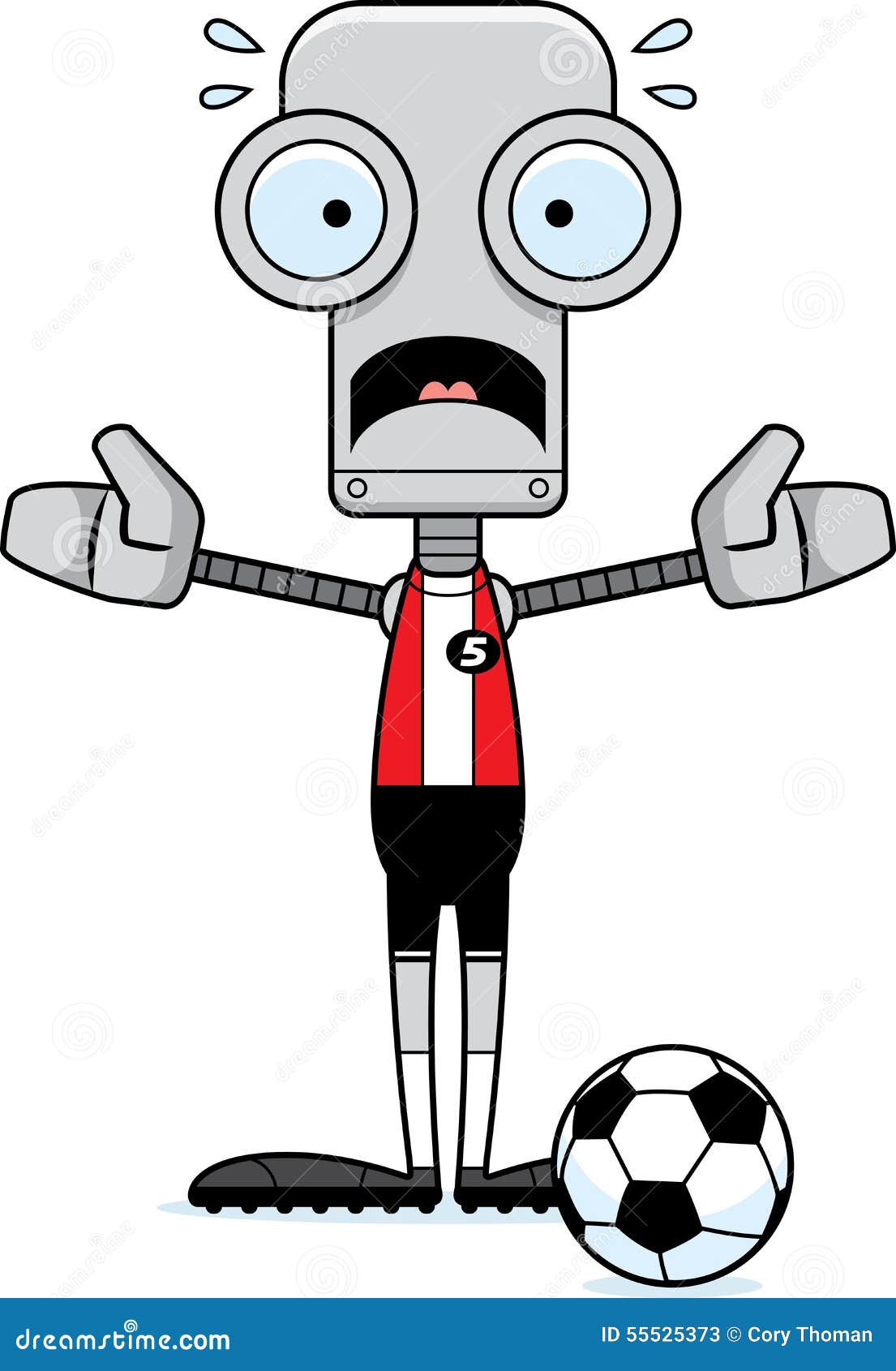 Cartoon Scared Soccer Player Robot Stock Vector - Illustration of ...