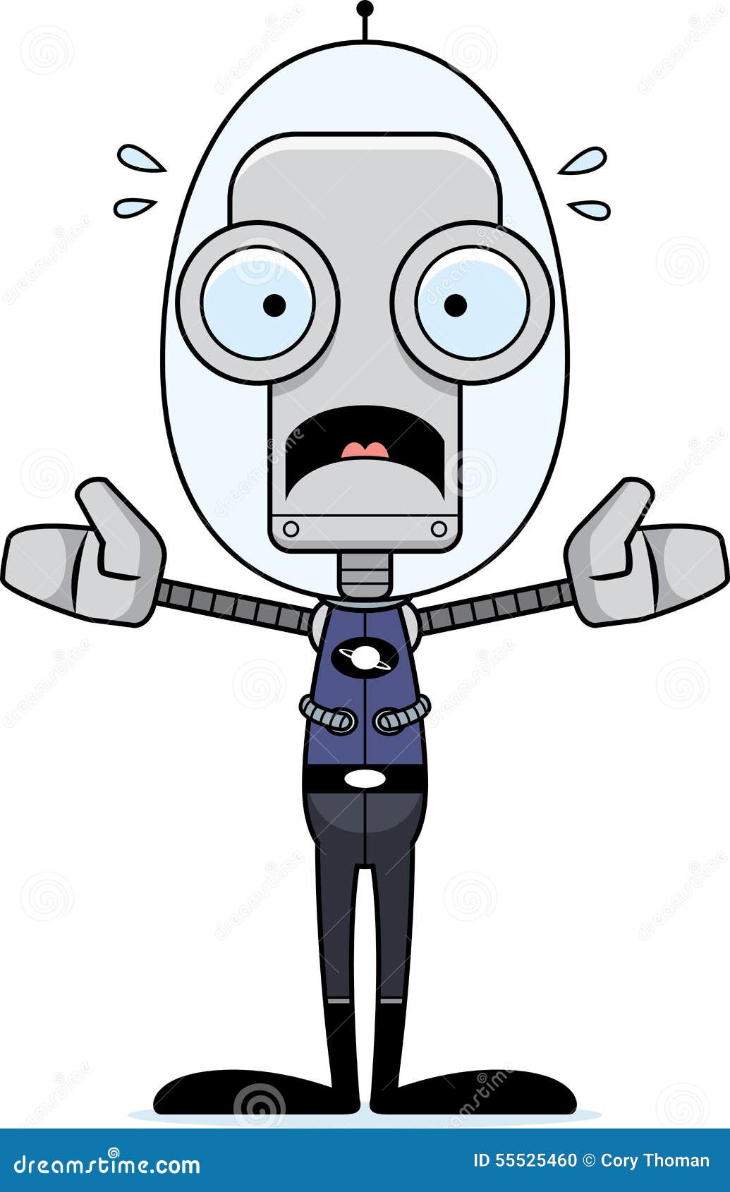 Cartoon Scared Spaceman Robot Stock Vector - Illustration of clip ...