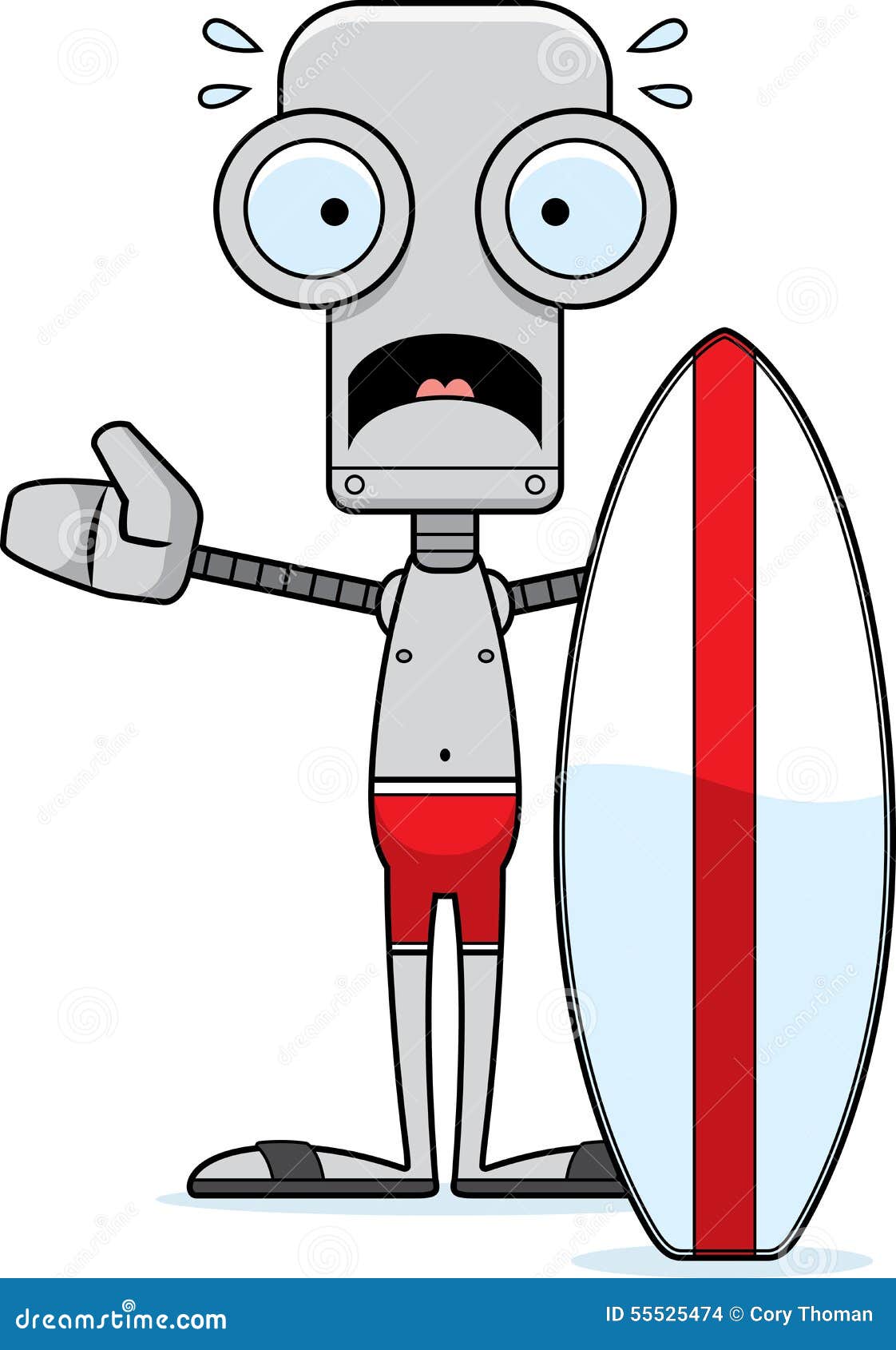 Cartoon Scared Surfer Robot Stock Vector - Illustration of bathing ...