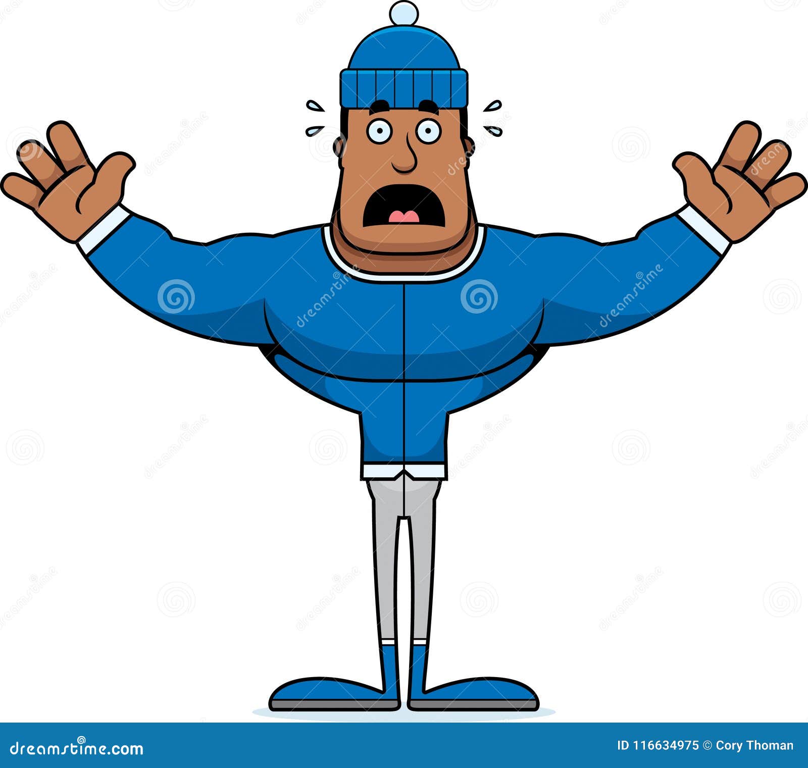 Cartoon Scared Winter Man stock vector. Illustration of sweating ...