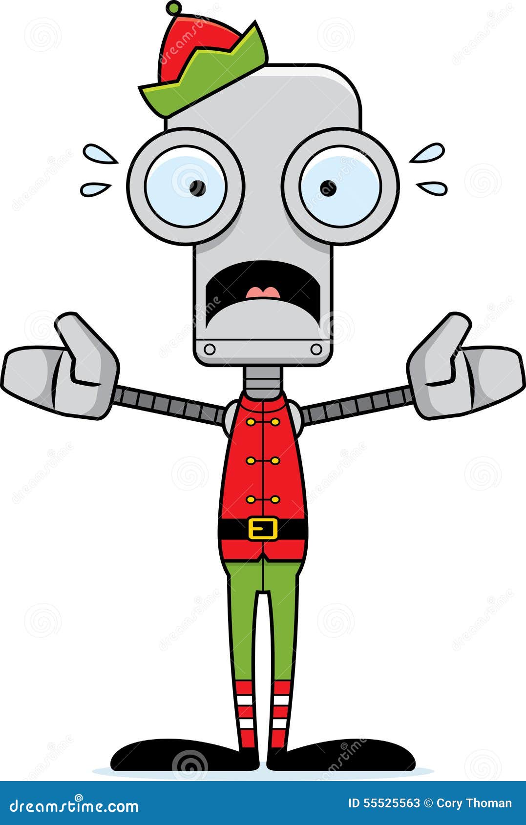Cartoon Scared Xmas Elf Robot Stock Vector - Illustration of christmas ...