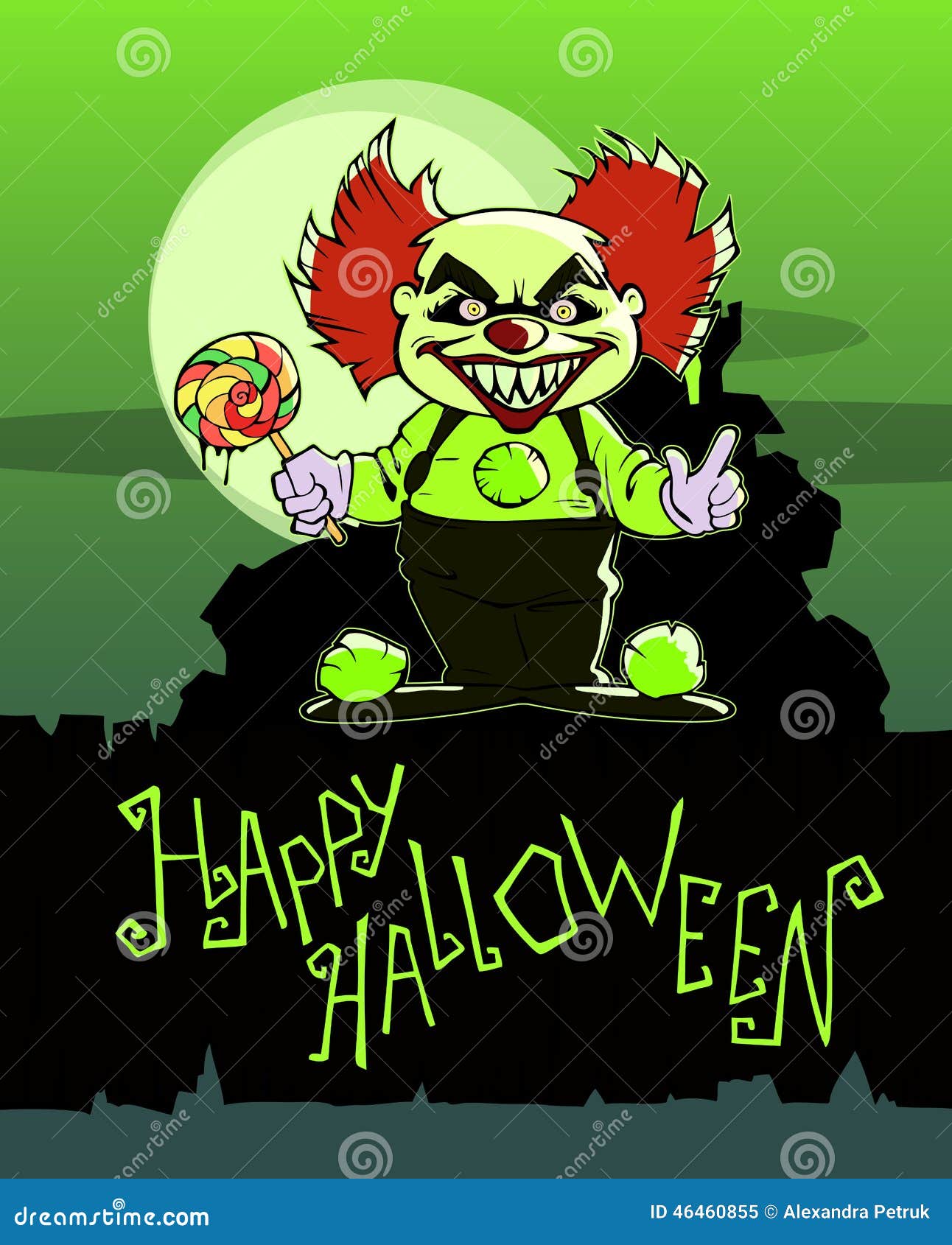 Cartoon scary evil clown stock vector. Illustration of funny - 46460855